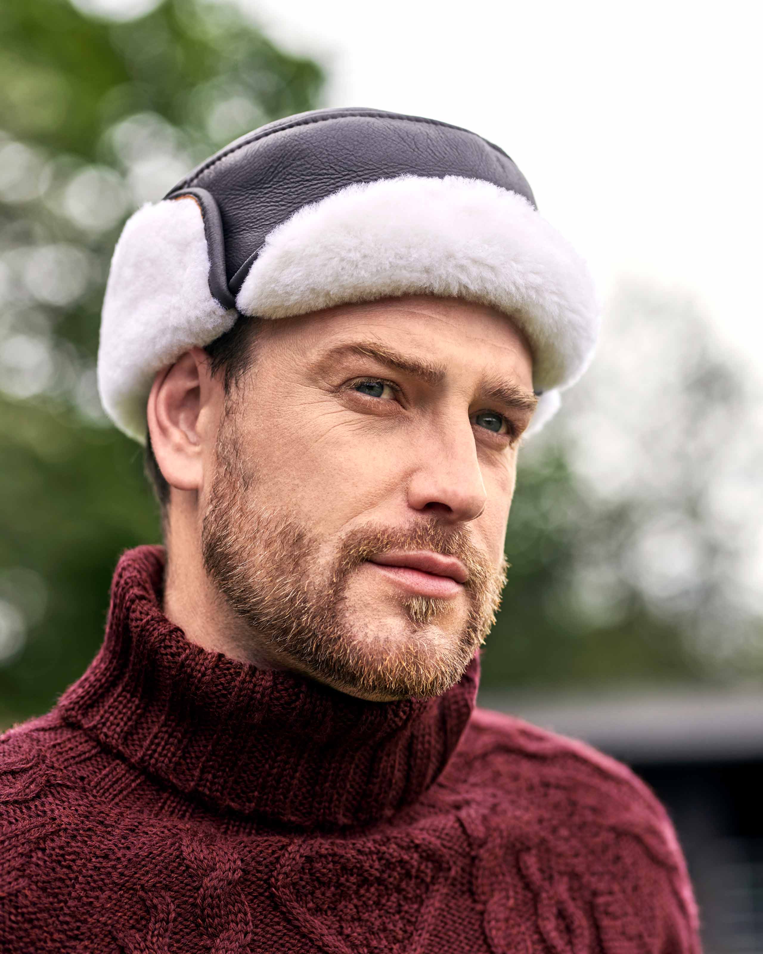 Bitter Chocolate 100% Sheepskin | Mens Hunter Hat