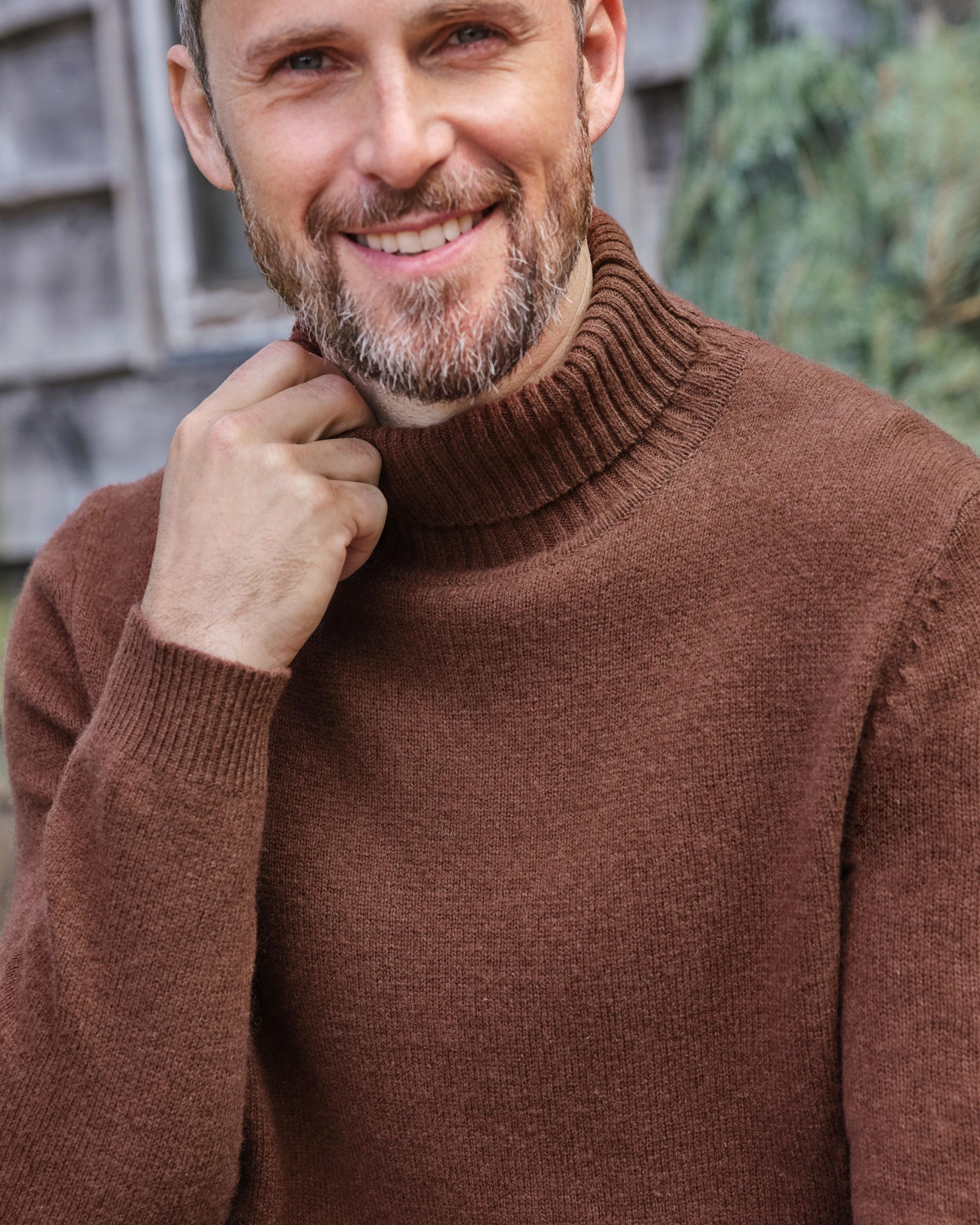 Leather | Mens Lambswool Turtle Neck Sweater | WoolOvers US