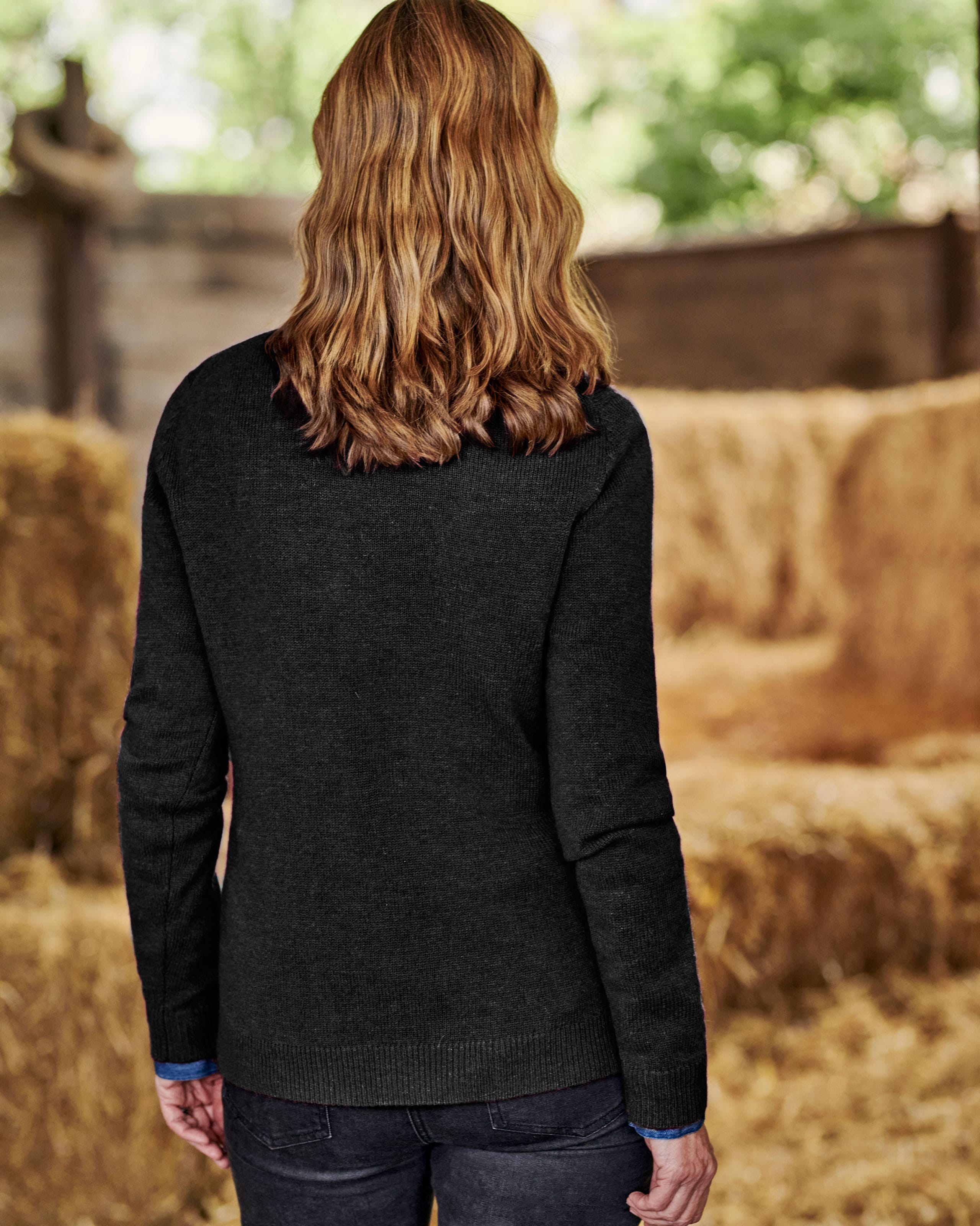 Black Pure Lambswool | Womens Lambswool Crew