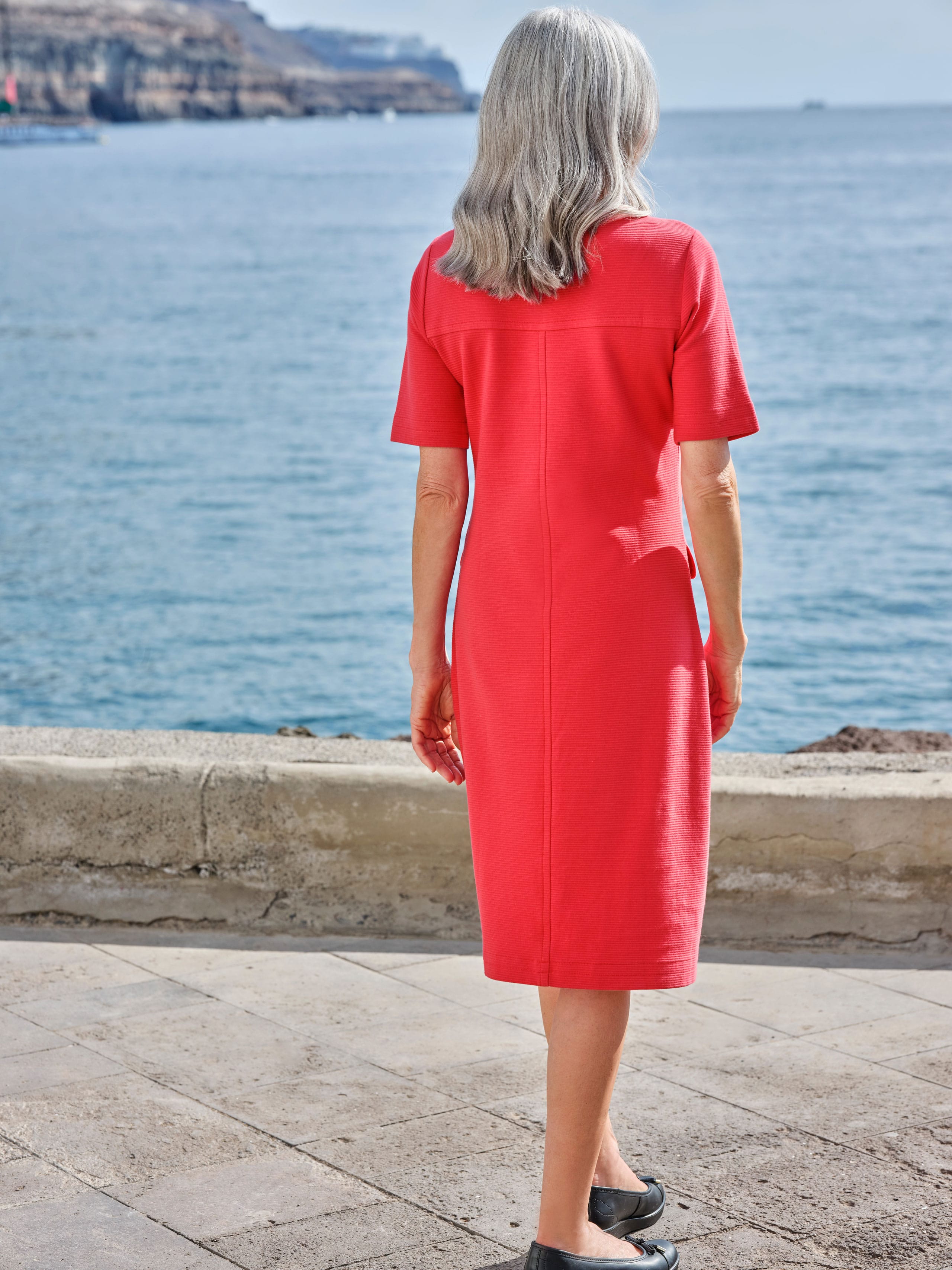 Cerise Red | Ottoman Rib Jersey Dress | WoolOvers UK