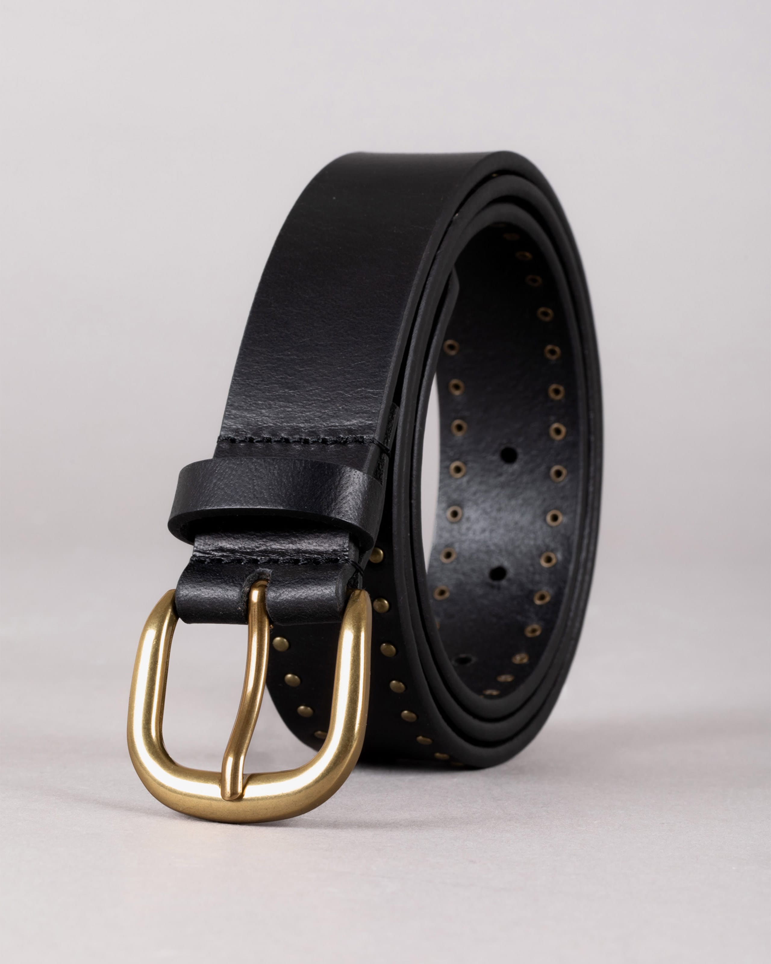 Black | Sandale Studded Leather Belt | WoolOvers UK