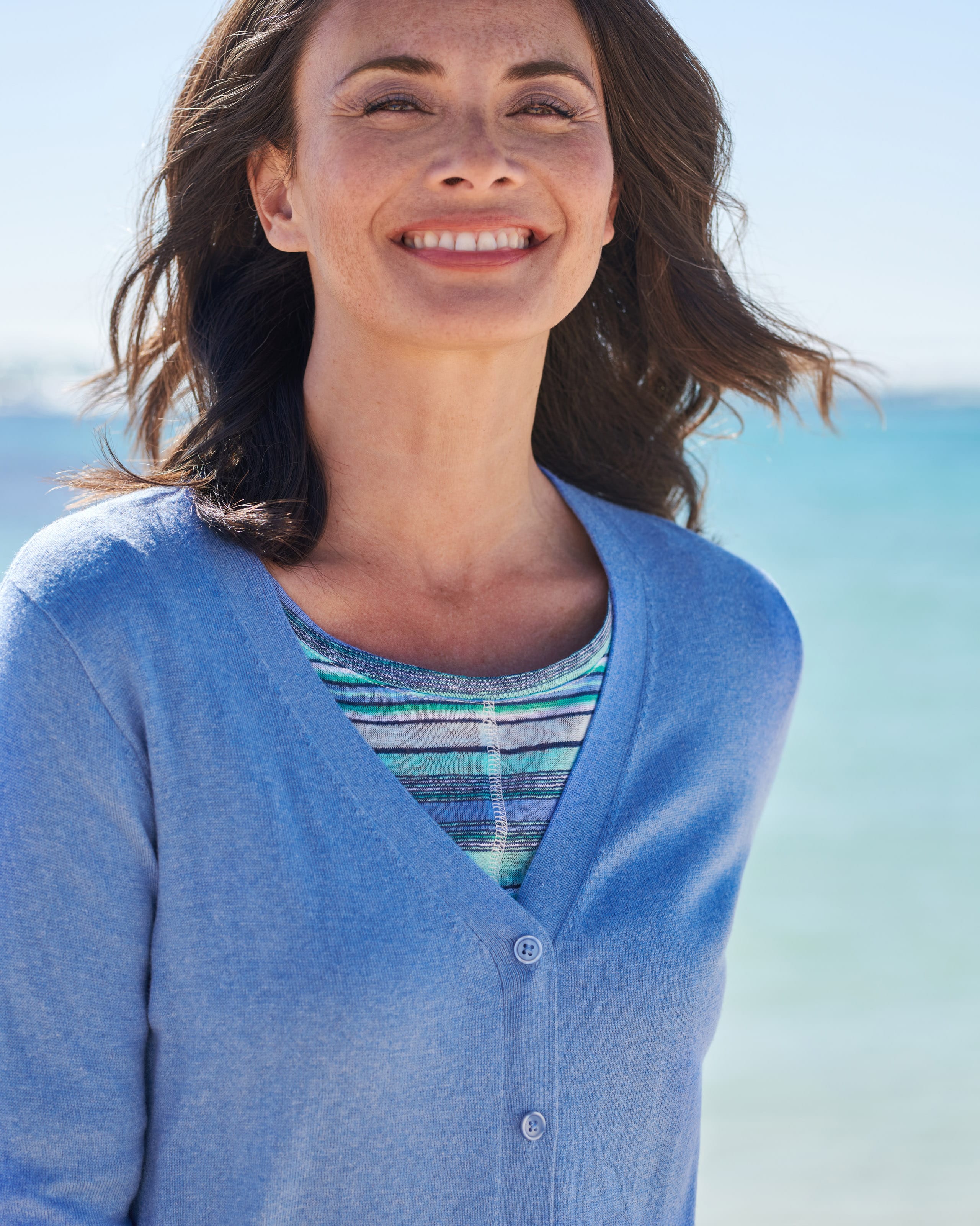 Denim Blue | Silk & Cotton Long Cardigan | WoolOvers AU