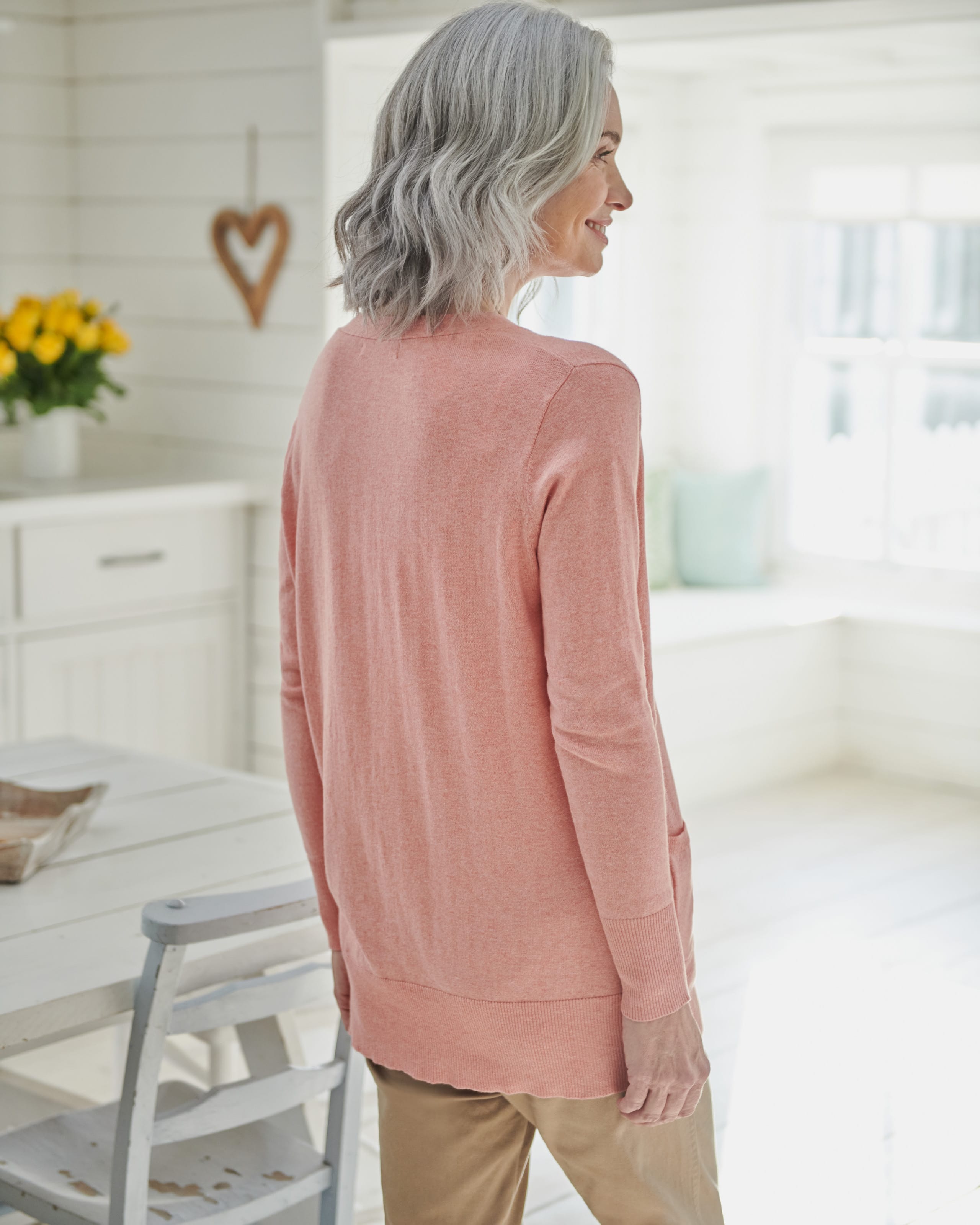 Juicy Pink | Silk & Cotton Long Cardigan | WoolOvers UK