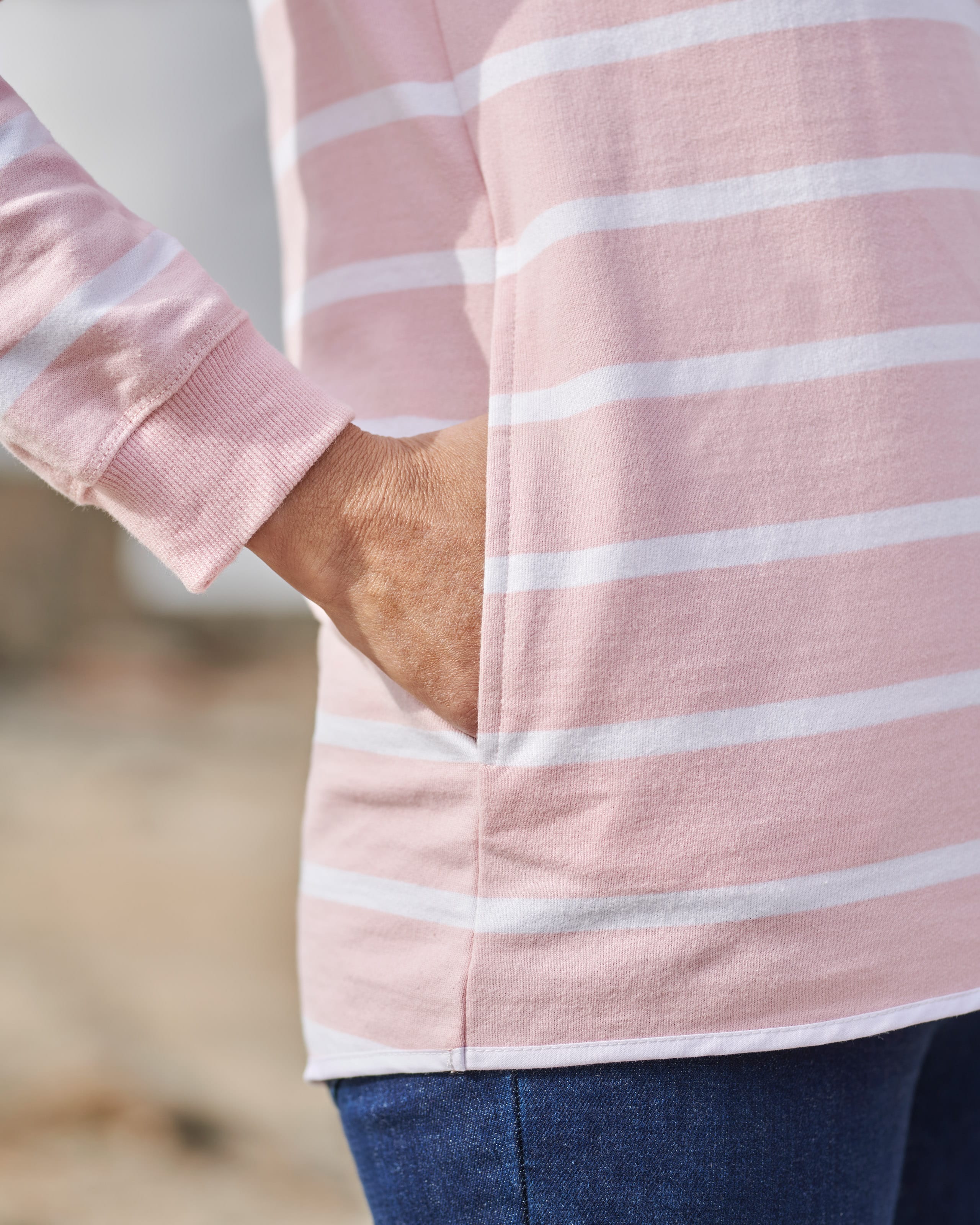 Pale Pink | Organic Cotton Half Zip Sweatshirt | WoolOvers UK