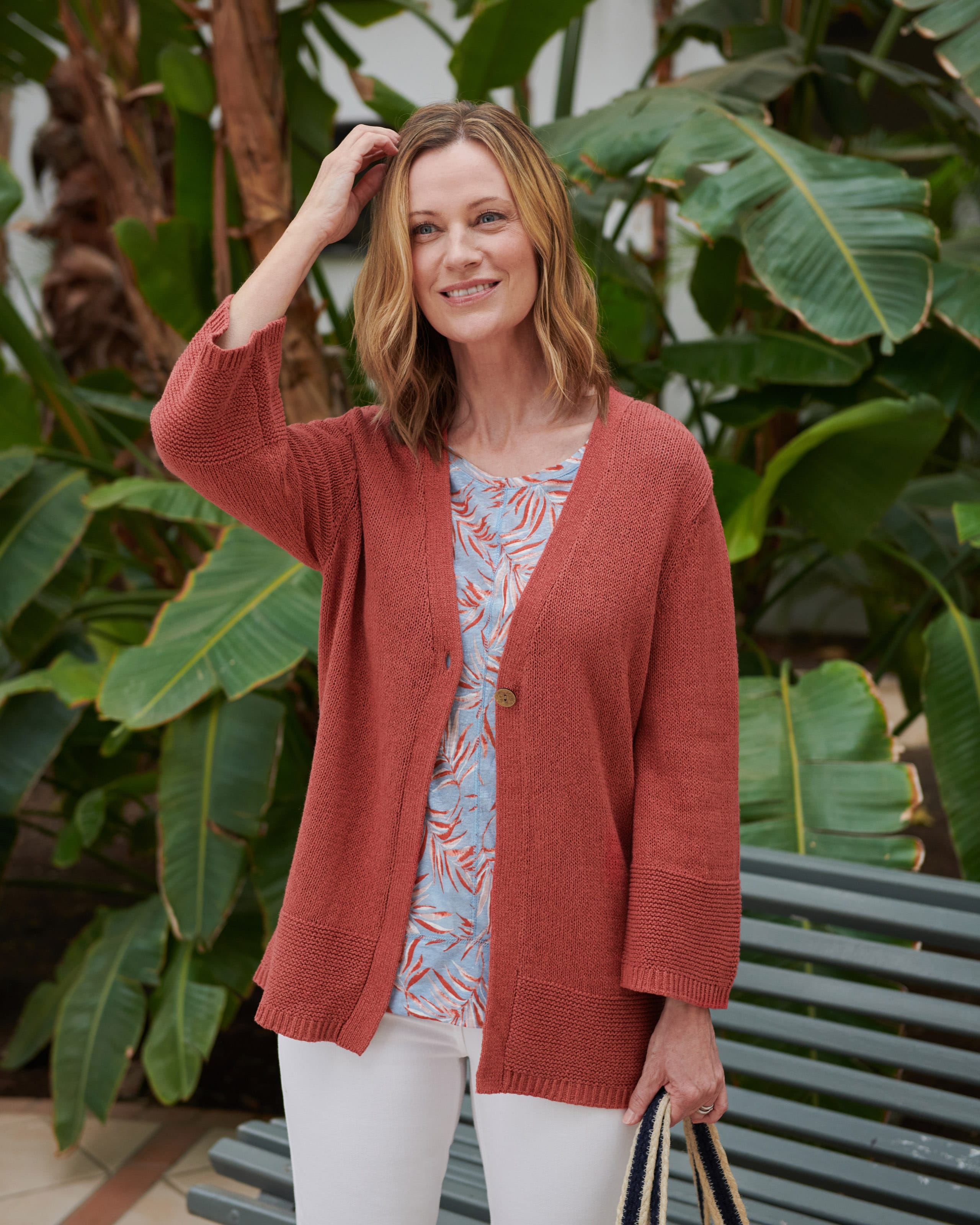 Paprika | Relaxed V Neck Tunic Cardigan | WoolOvers UK