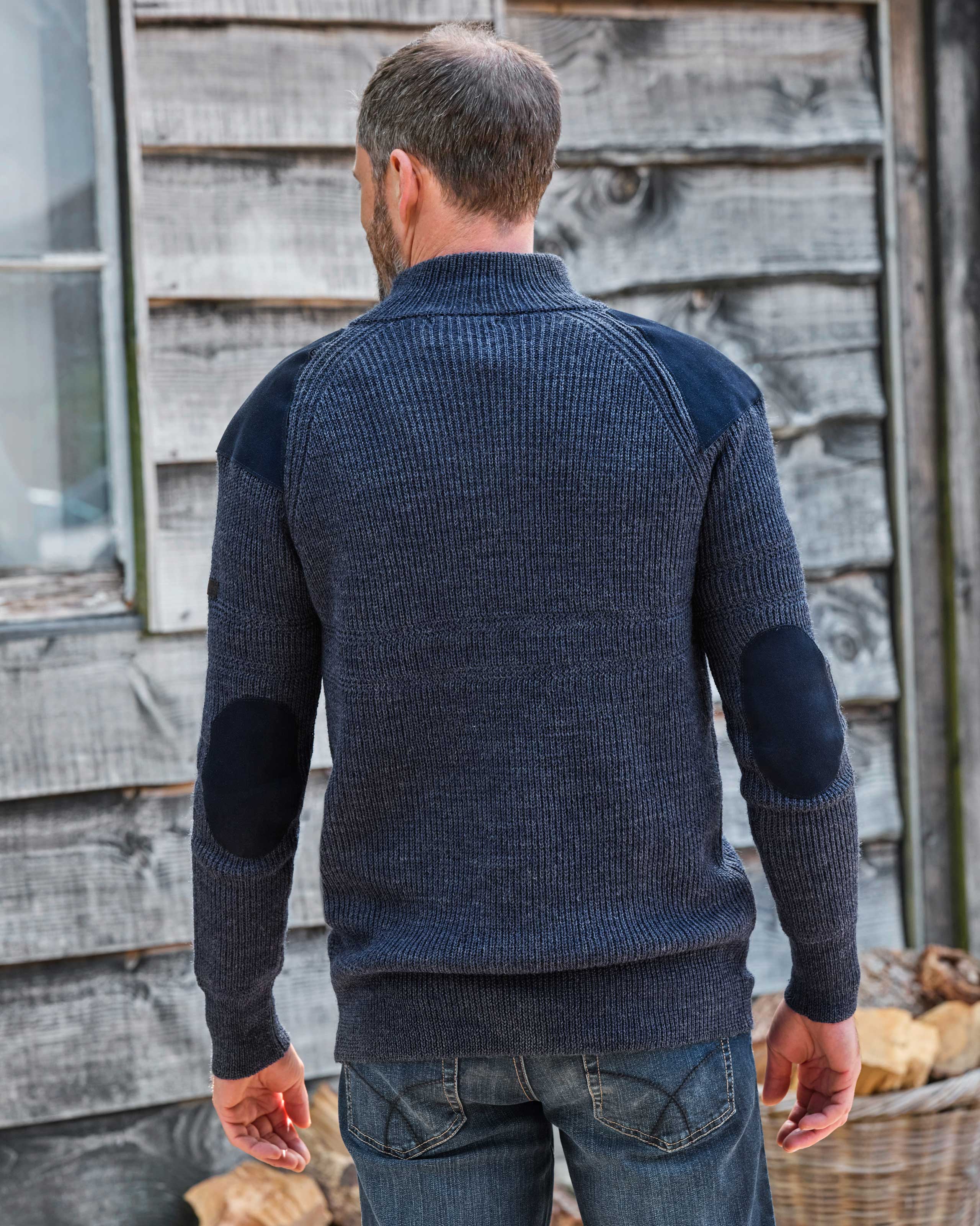 Denim Marl | 100% Pure Wool Hill Walker Jumper | WoolOvers UK