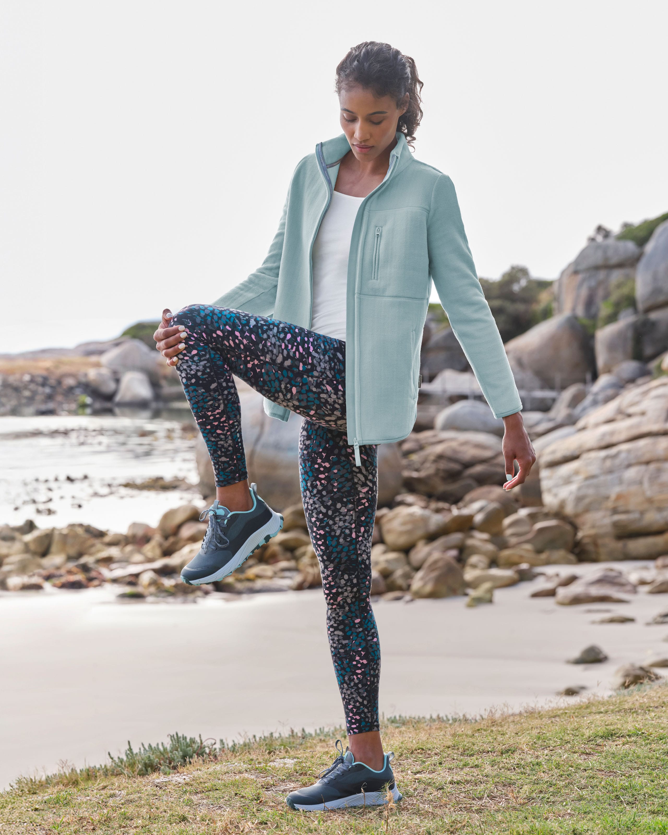 Teal Dotty Dash | Balance Printed Full Length Legging | WoolOvers UK