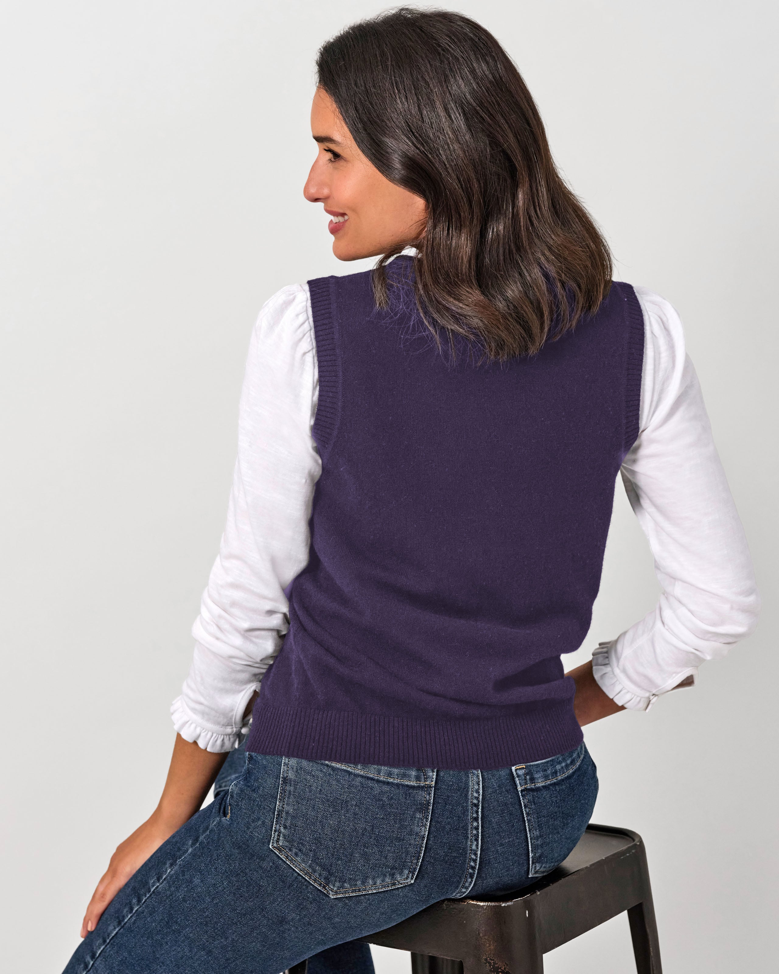 Dark Grape | Cashmere Knitted Tank | WoolOvers UK