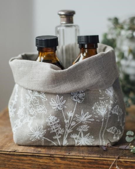 Natural Linen | Fabric Storage Pot | WoolOvers UK