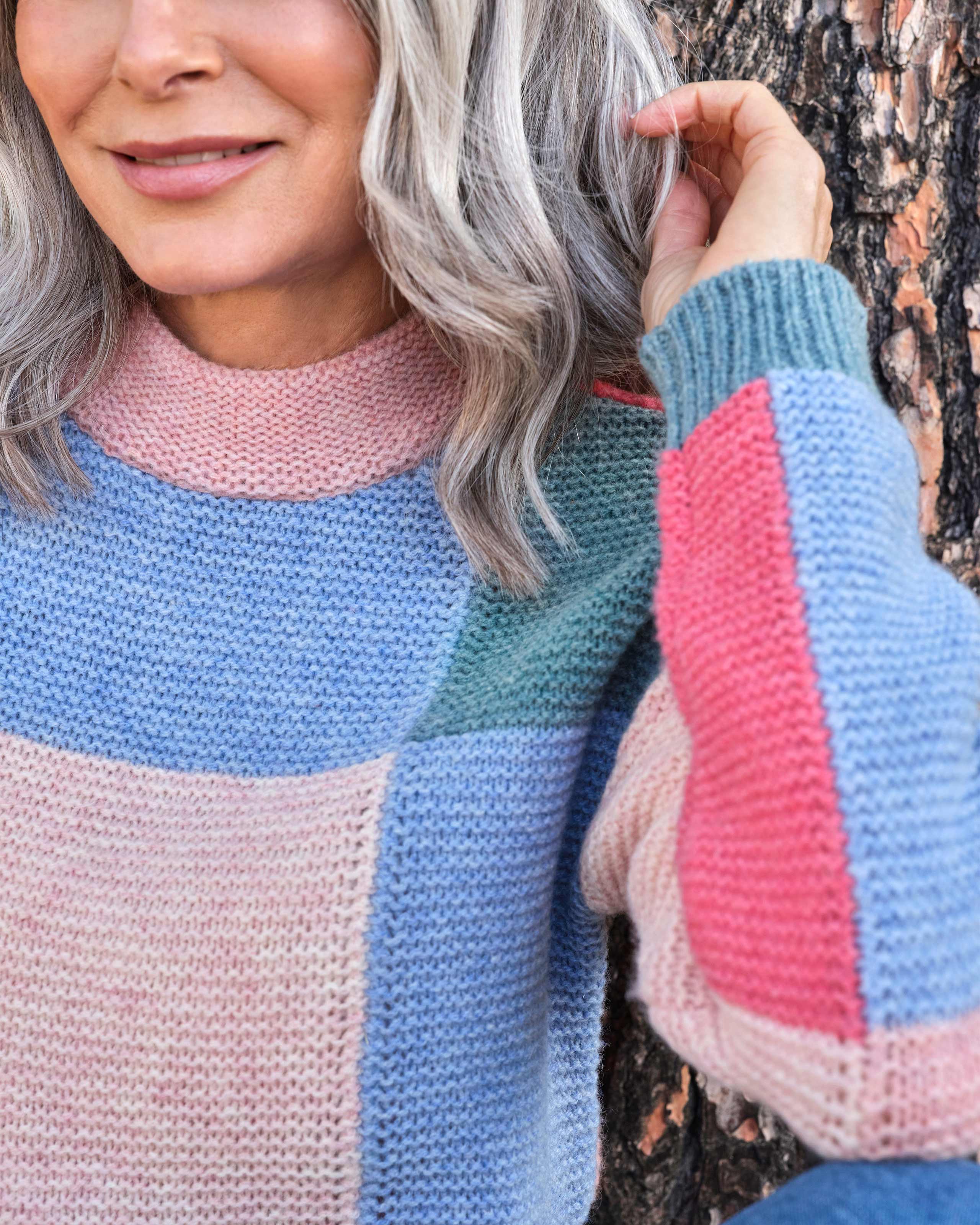 Multi | Purl Stitch Patchwork Jumper | WoolOvers AU