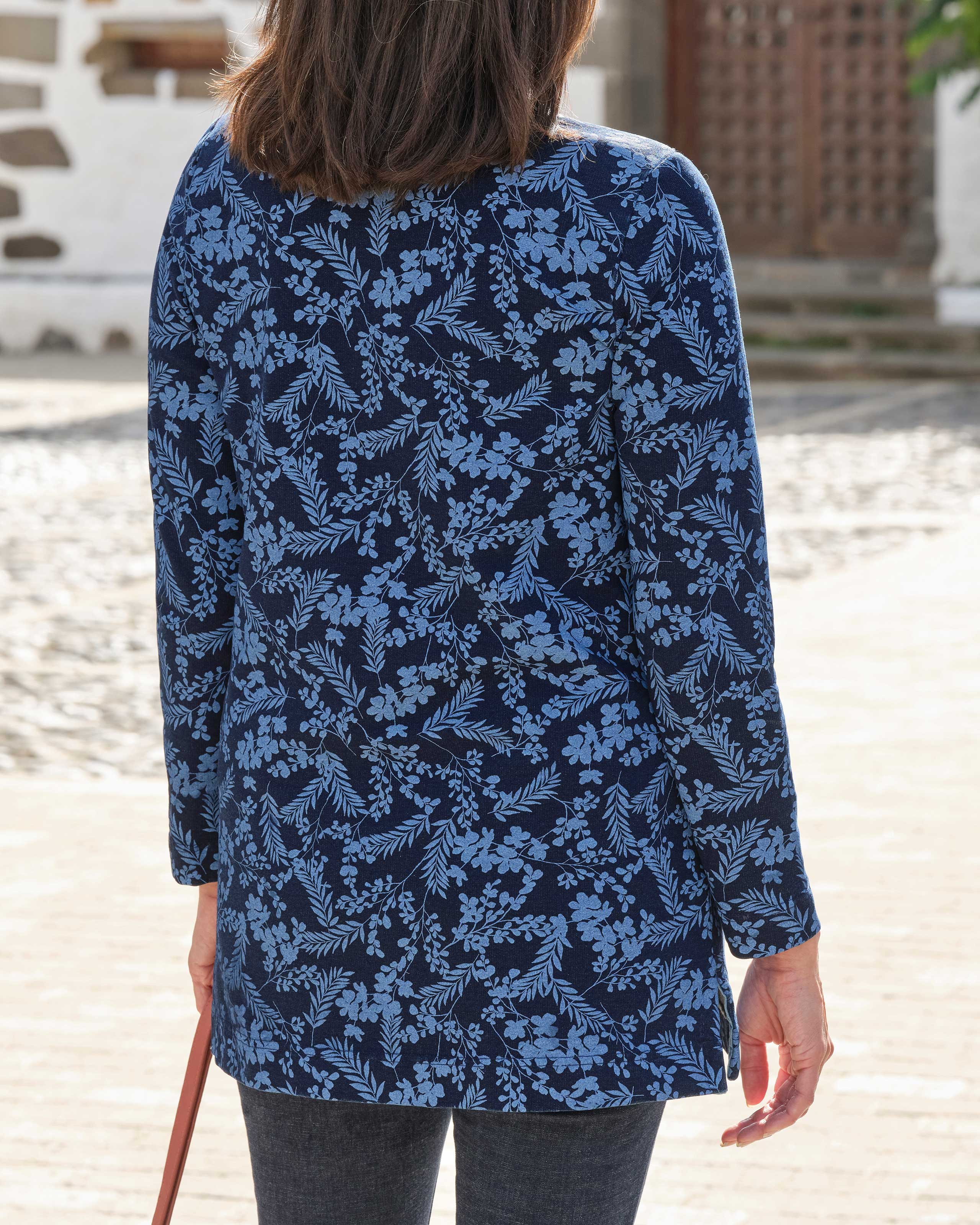 Two Tone Sprig Floral | Pocket Detail Boat Neck Tunic | WoolOvers UK