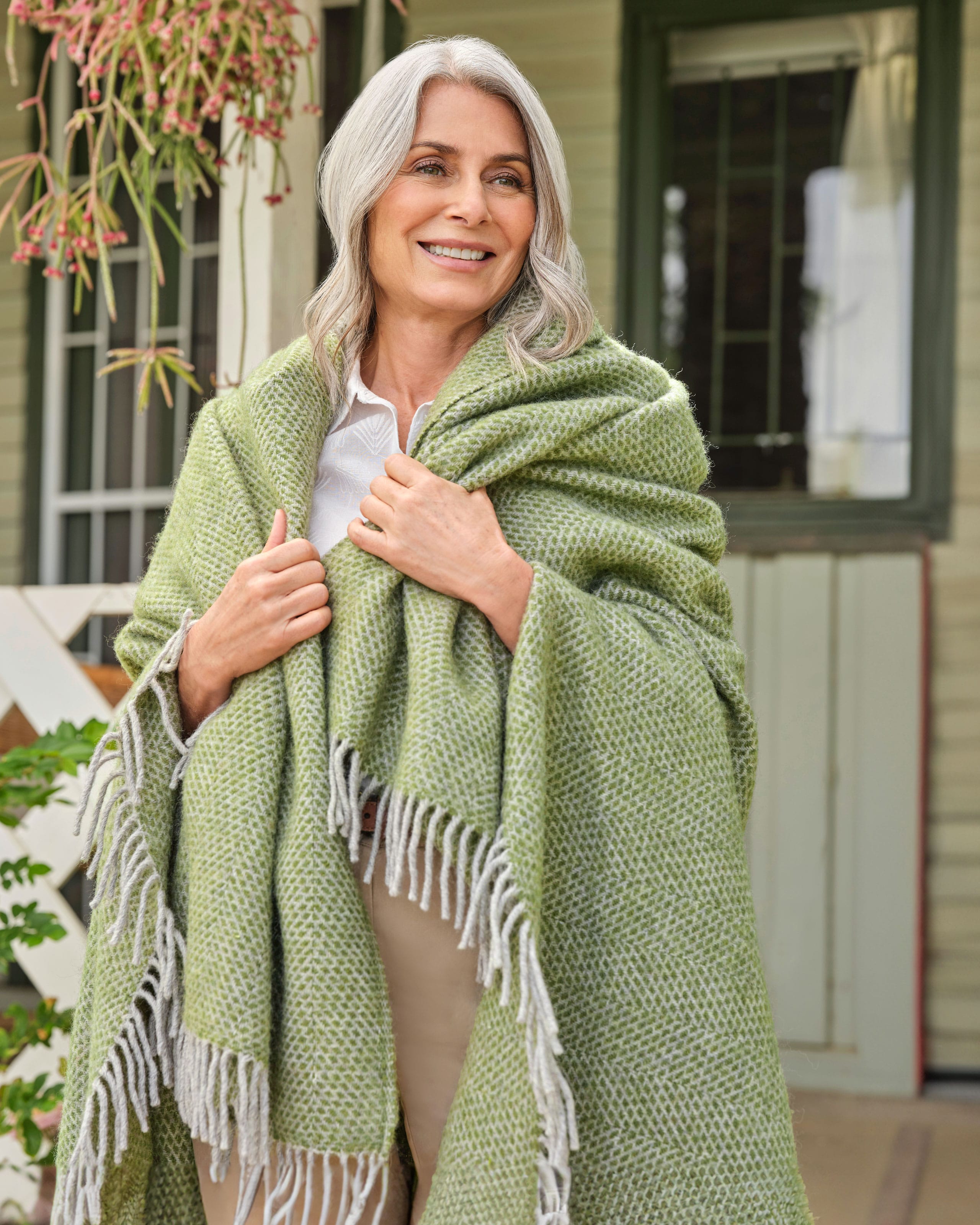 Fern/Cream Pure Wool | Pure Wool Beehive Throw