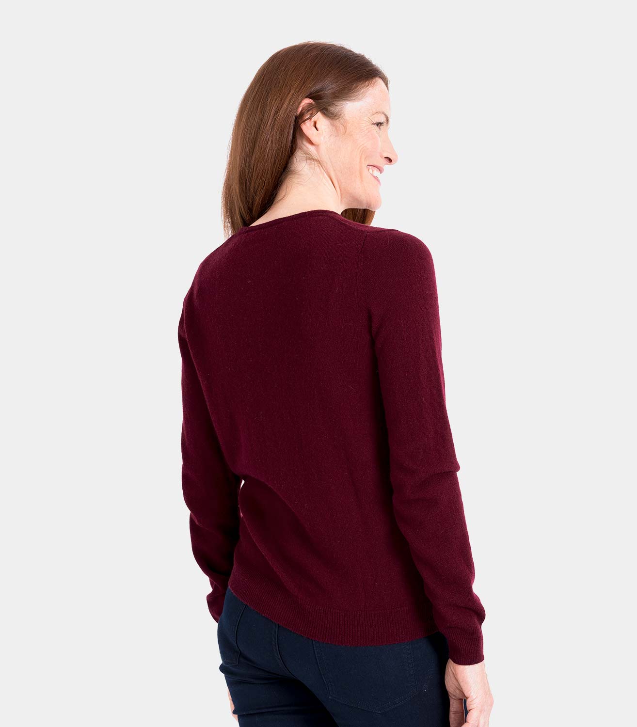 Plum Womens Cashmere And Merino Luxurious Crew Neck Cardigan Woolovers Us