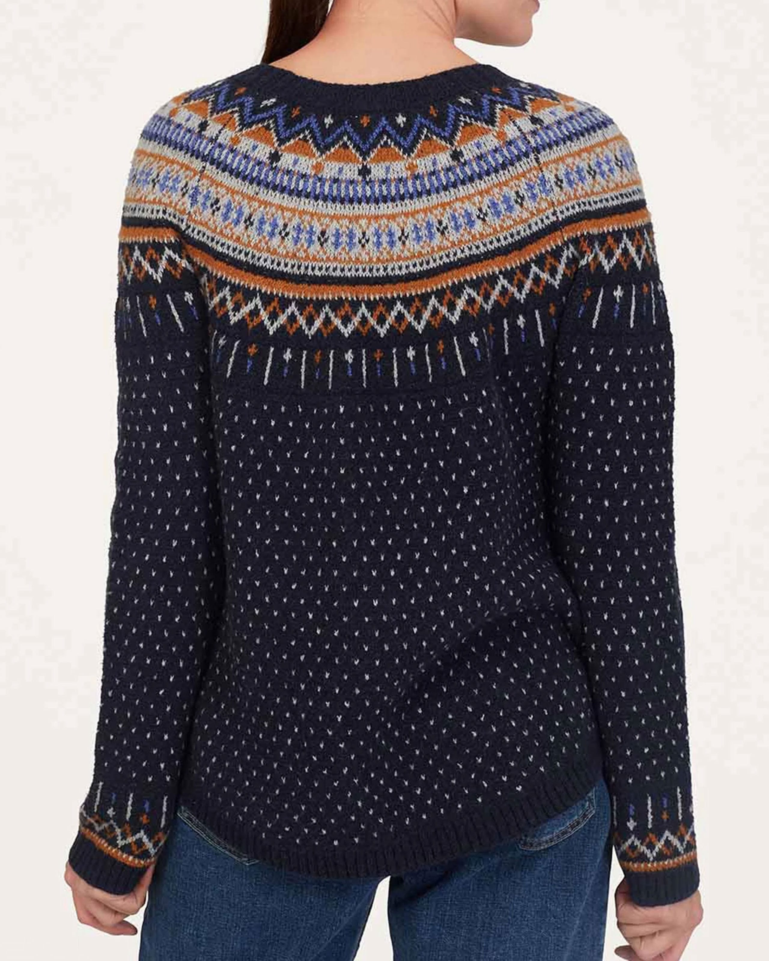 Bleu nuit | Freayer Organic Cotton Fluffy Fair Isle Jumper (Pull en ...