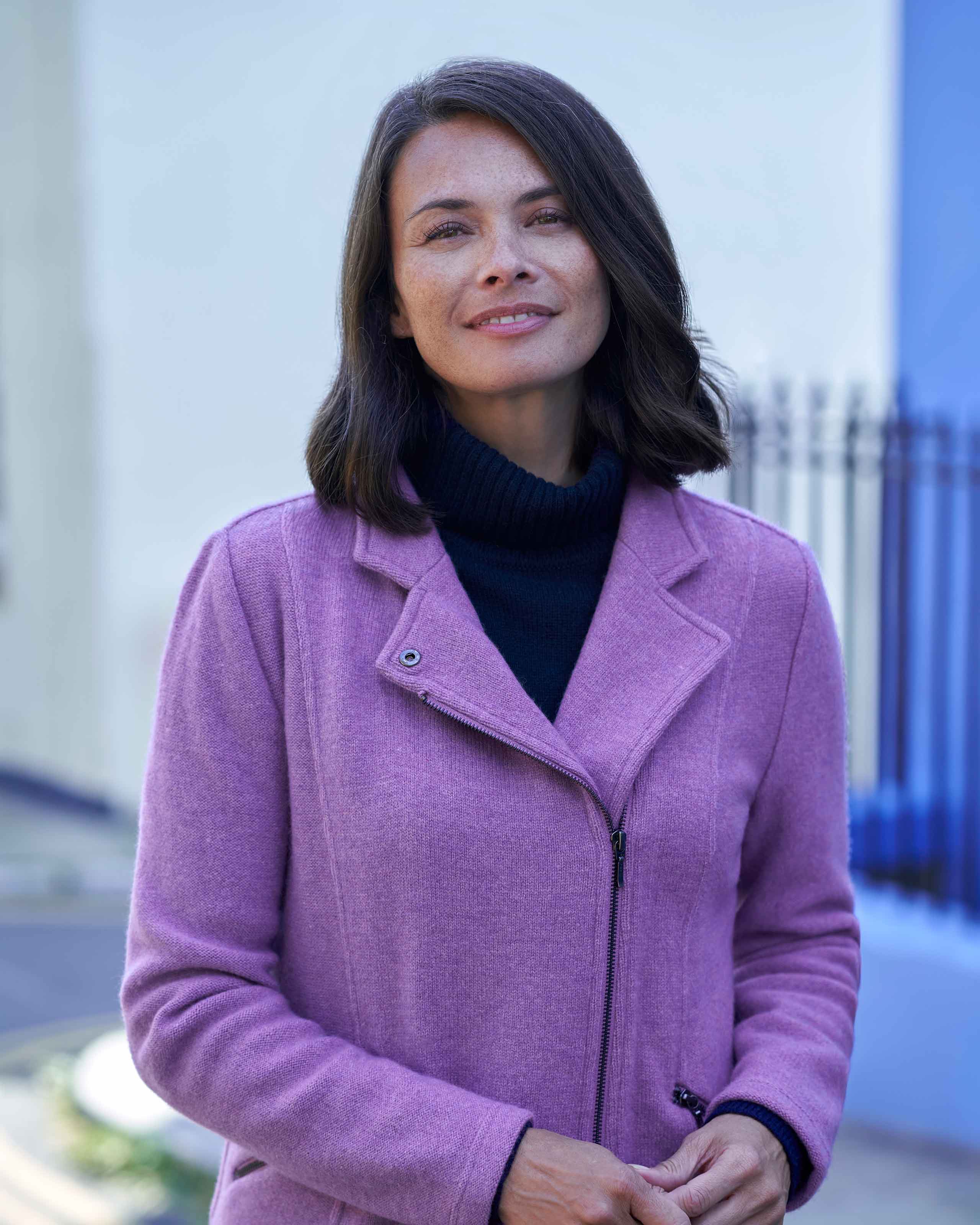 Dusty Purple Pure Lambswool | Knitted Biker Jacket