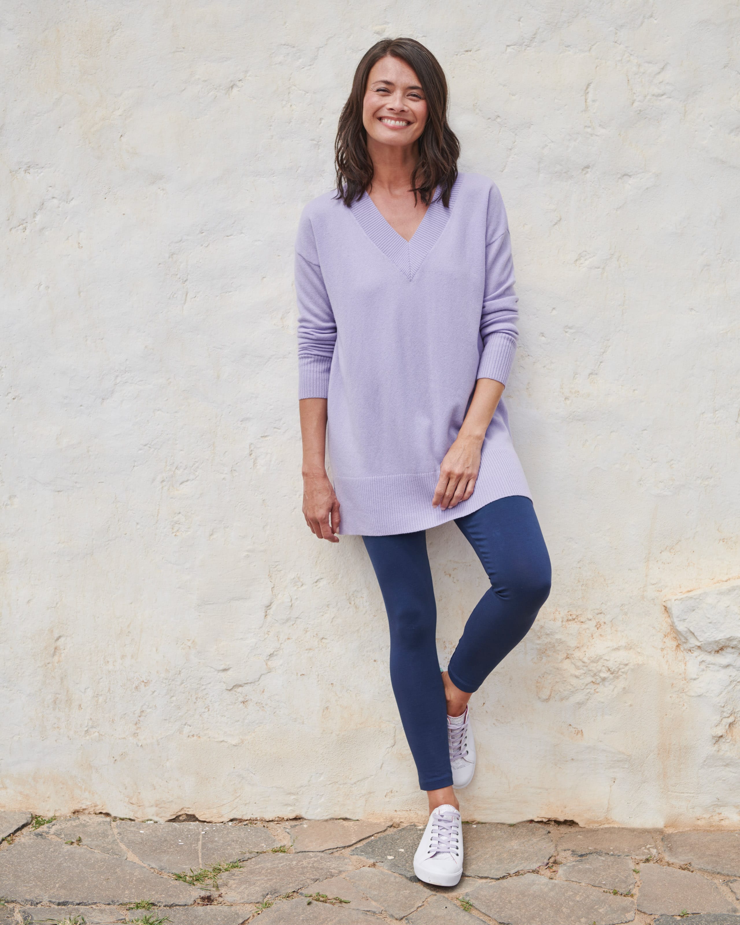 Black | Cashmere Merino Deep V Neck Tunic | WoolOvers US