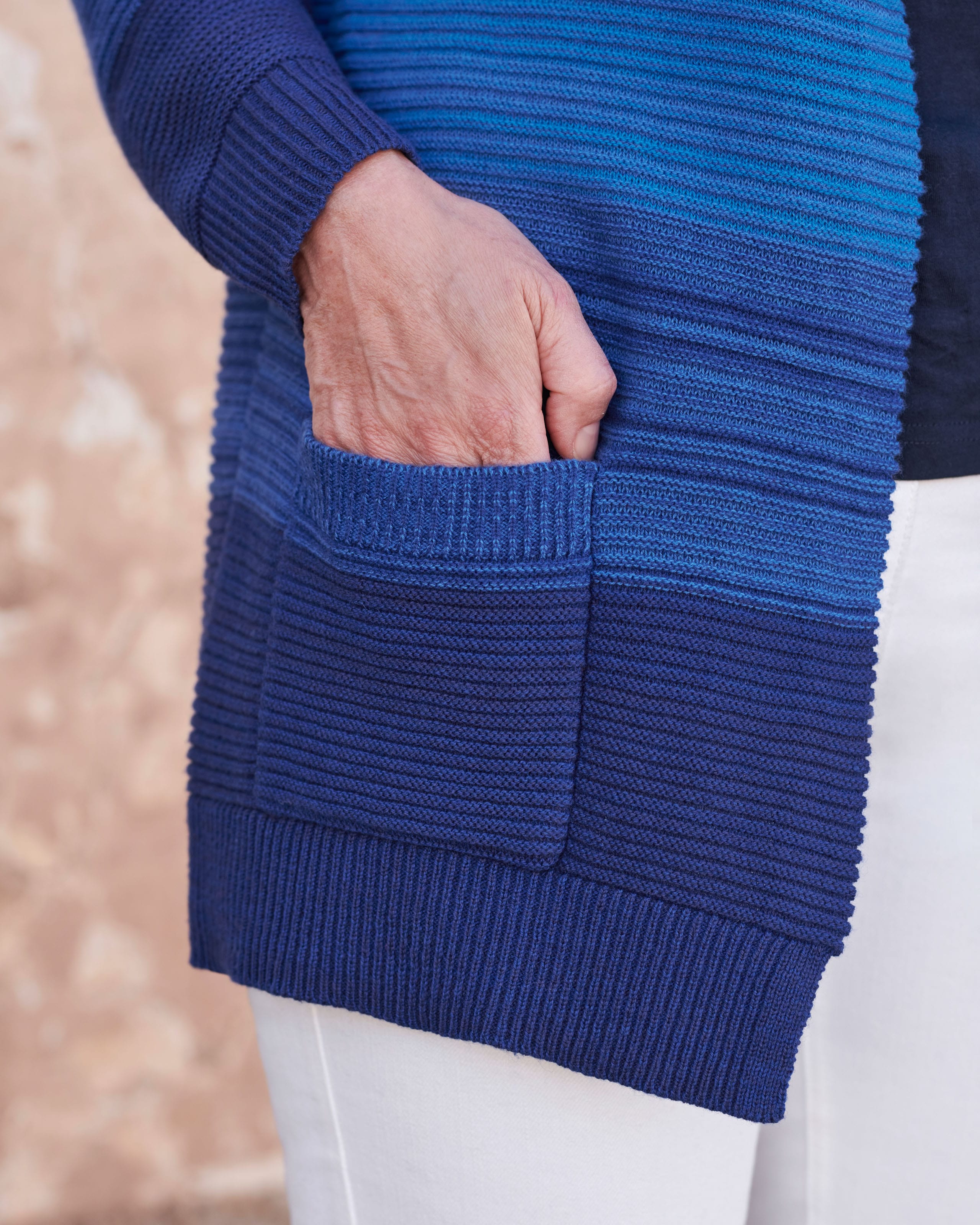 Blue | Textured Ombre Colour Cardigan | WoolOvers AU