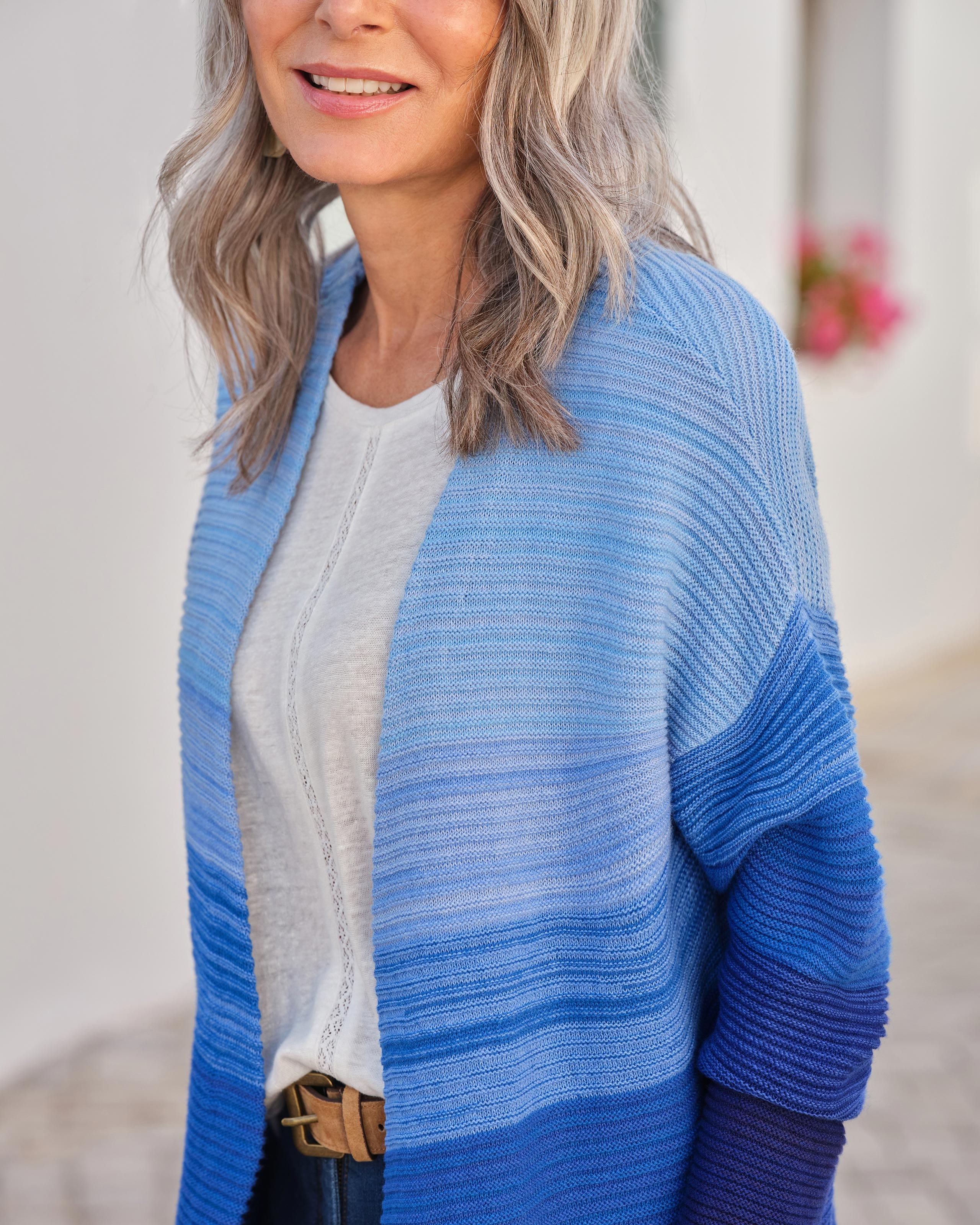 Blue | Textured Ombre Colour Cardigan | WoolOvers AU