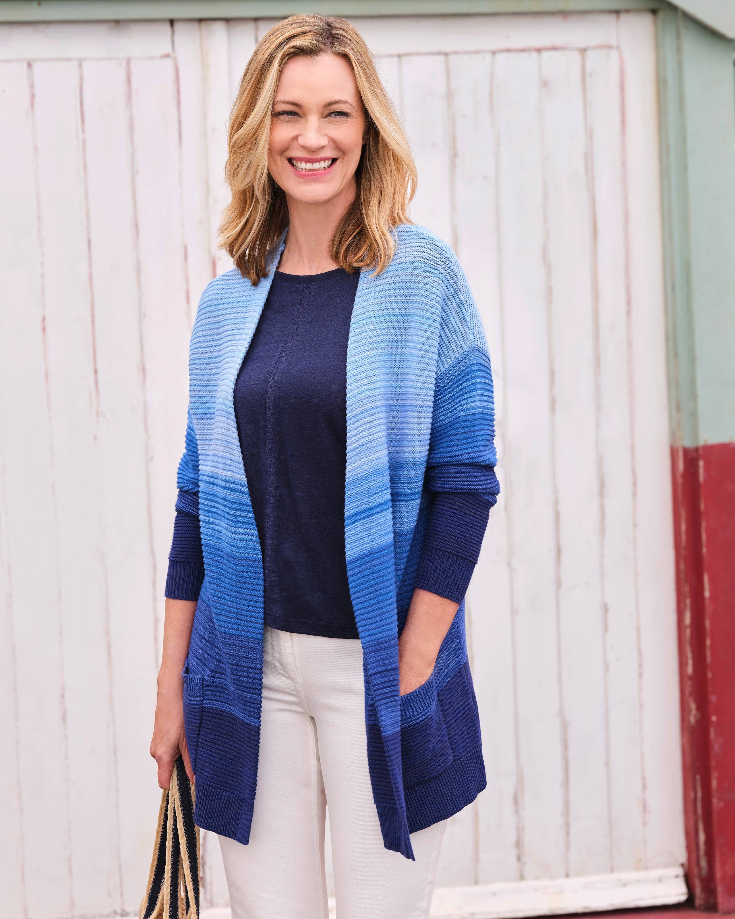 Blue | Textured Ombre Colour Cardigan | WoolOvers AU