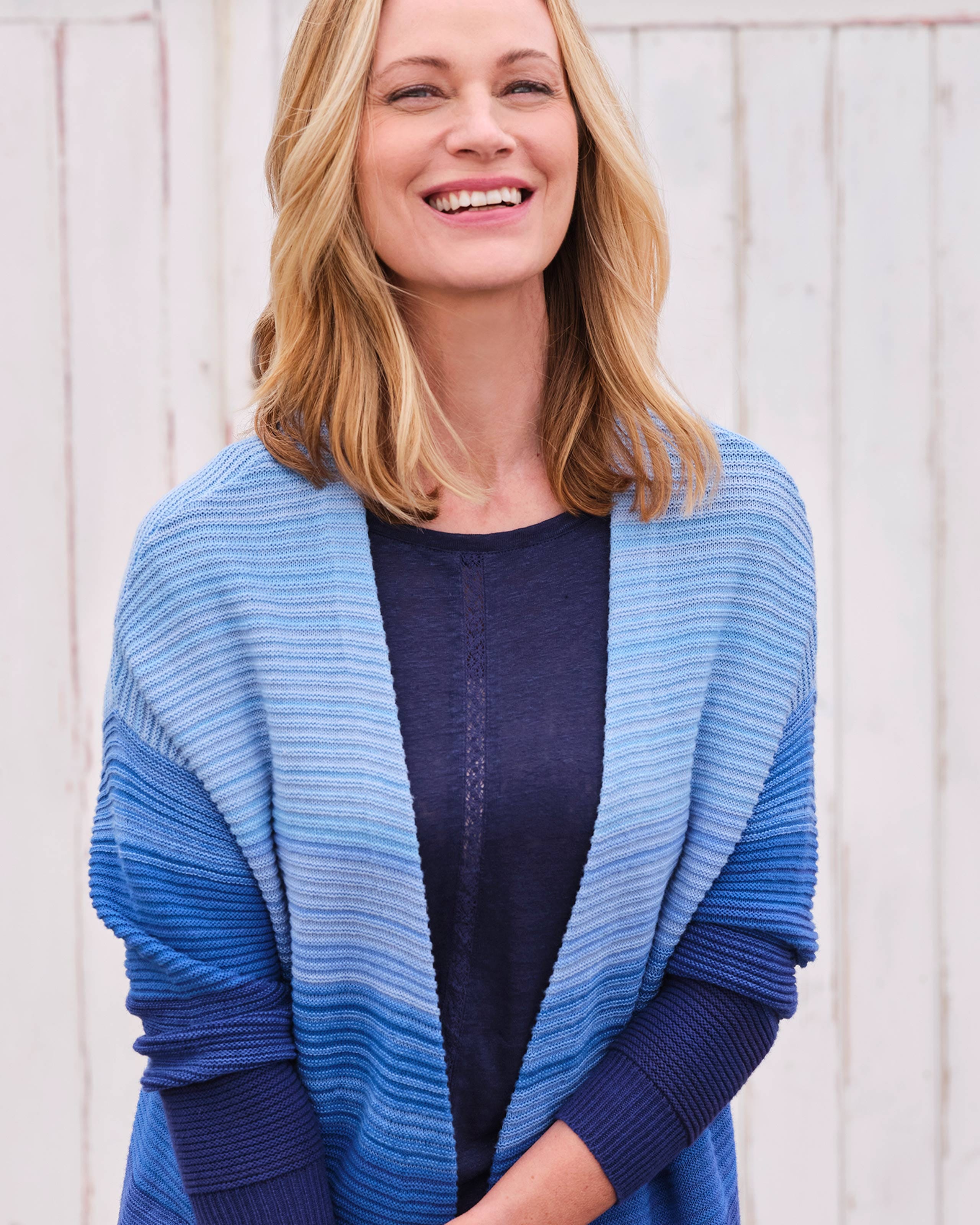 Blue | Textured Ombre Colour Cardigan | WoolOvers AU