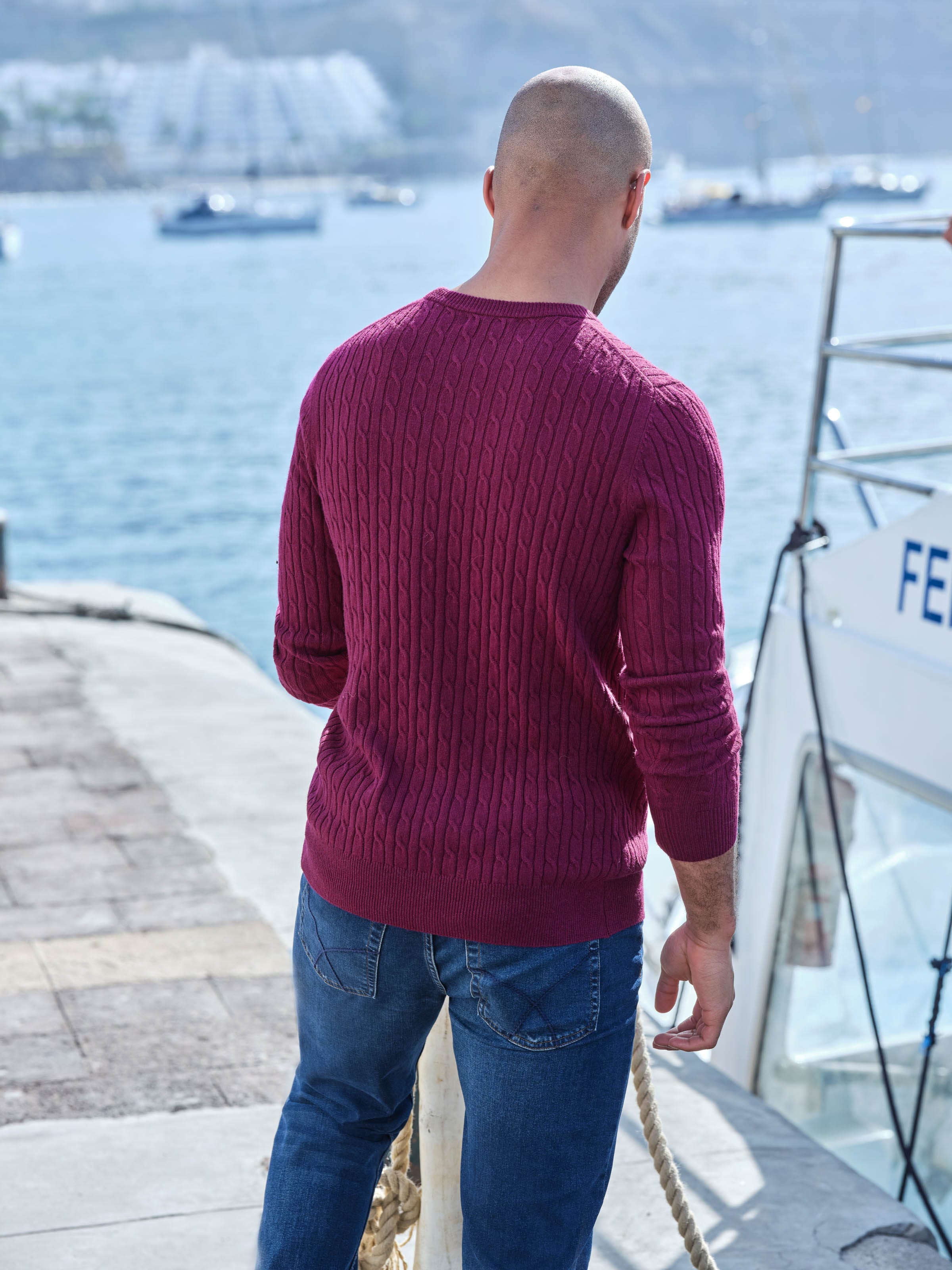 Deep Berry | Cashmere & Merino Cable Jumper | WoolOvers AU