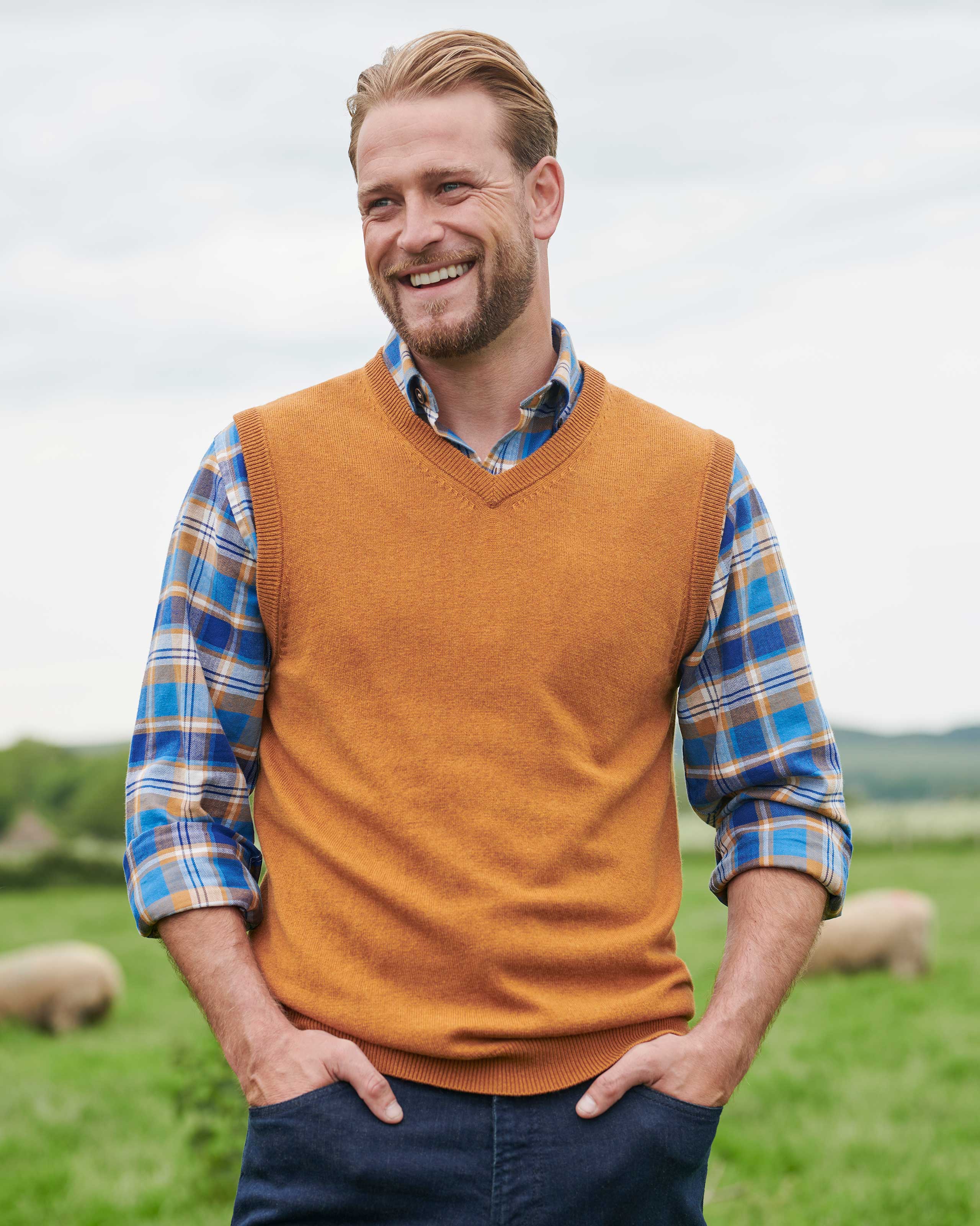 Men's Sleeveless Jumpers & Cardigans | Slipovers | WoolOvers UK
