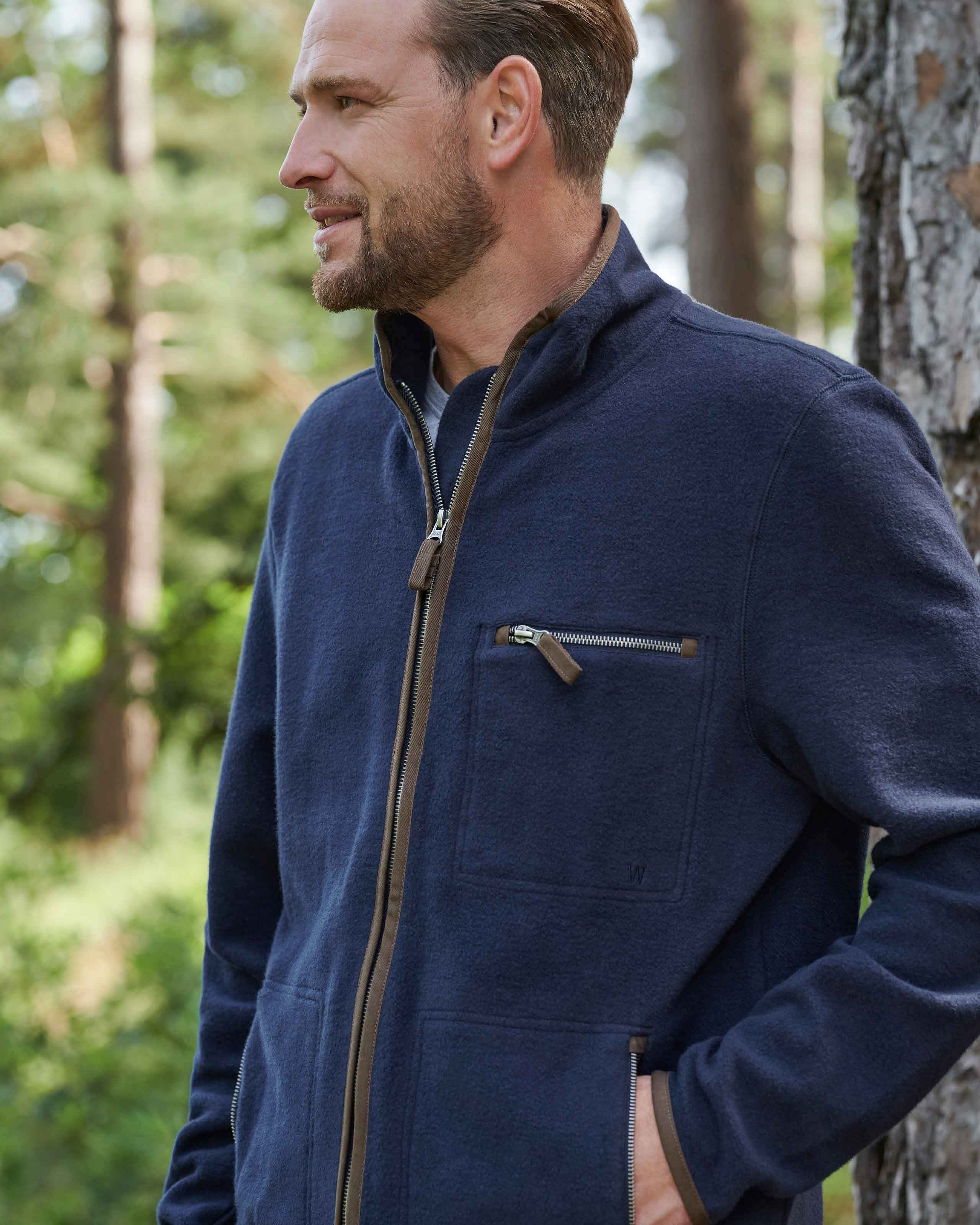 Navy | Organic Cotton Full Zip Fleece | WoolOvers AU