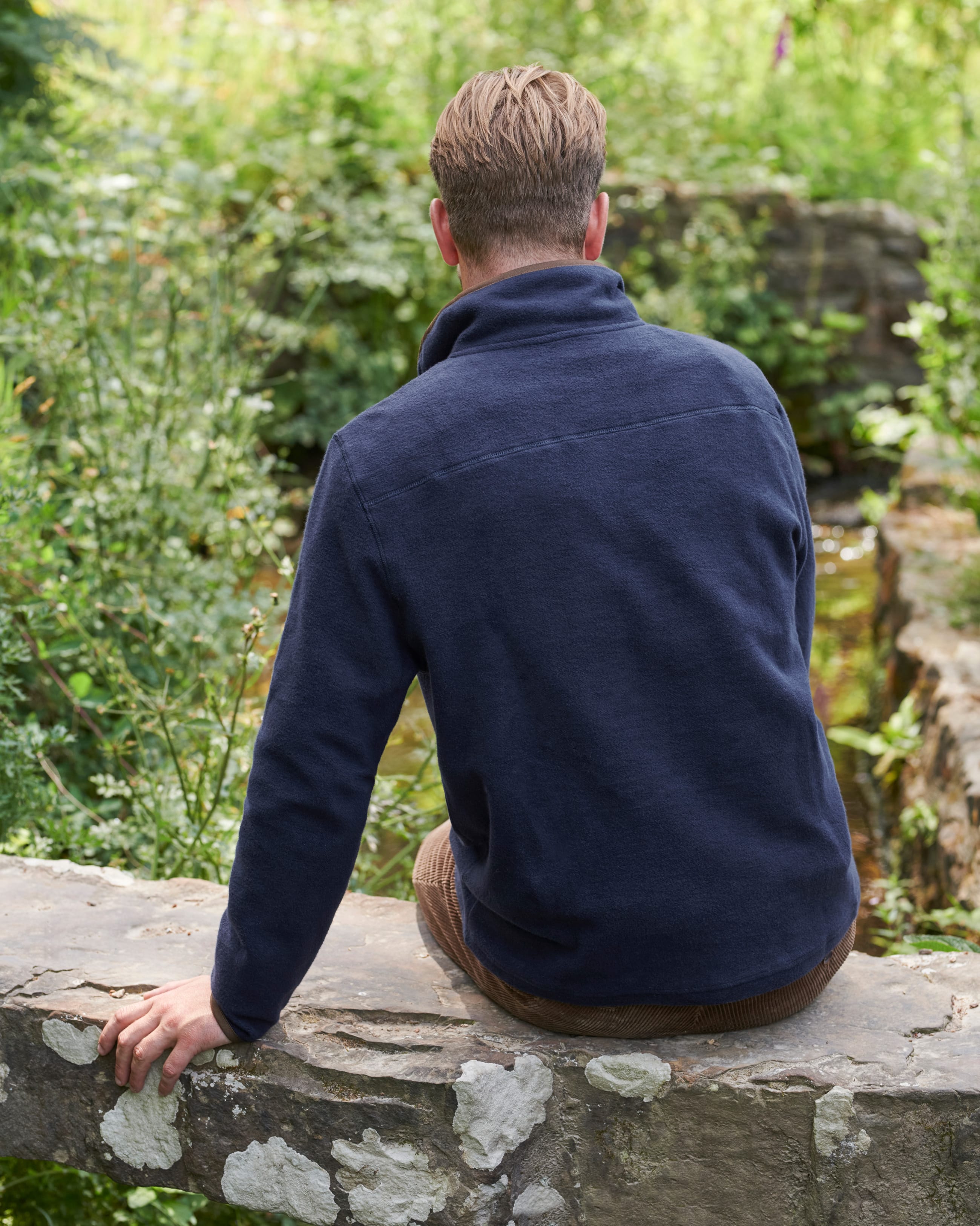 Navy | Organic Cotton Half Zip Fleece | WoolOvers US