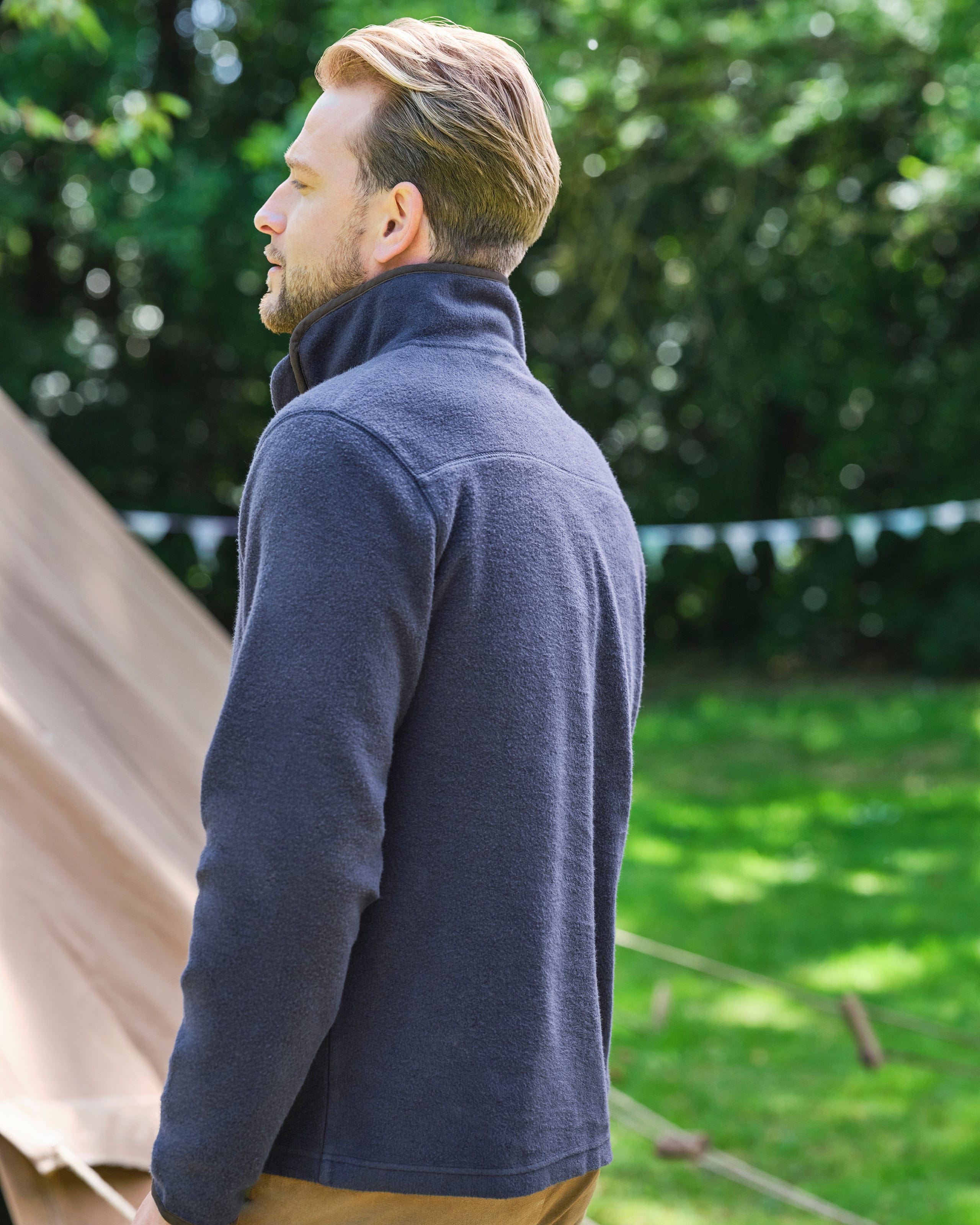 Navy | Organic Cotton Half Zip Fleece | WoolOvers UK