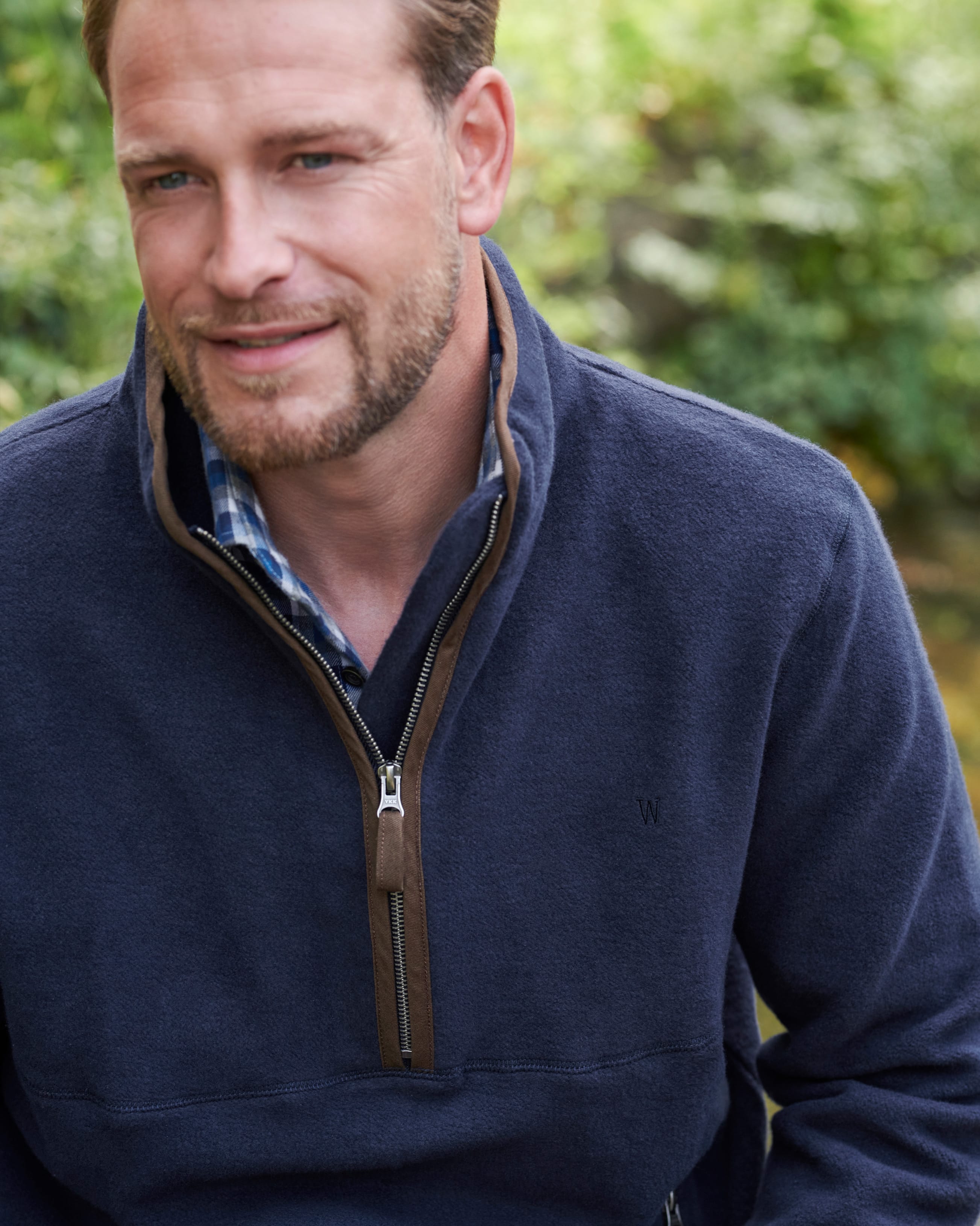 Navy | Organic Cotton Half Zip Fleece | WoolOvers AU