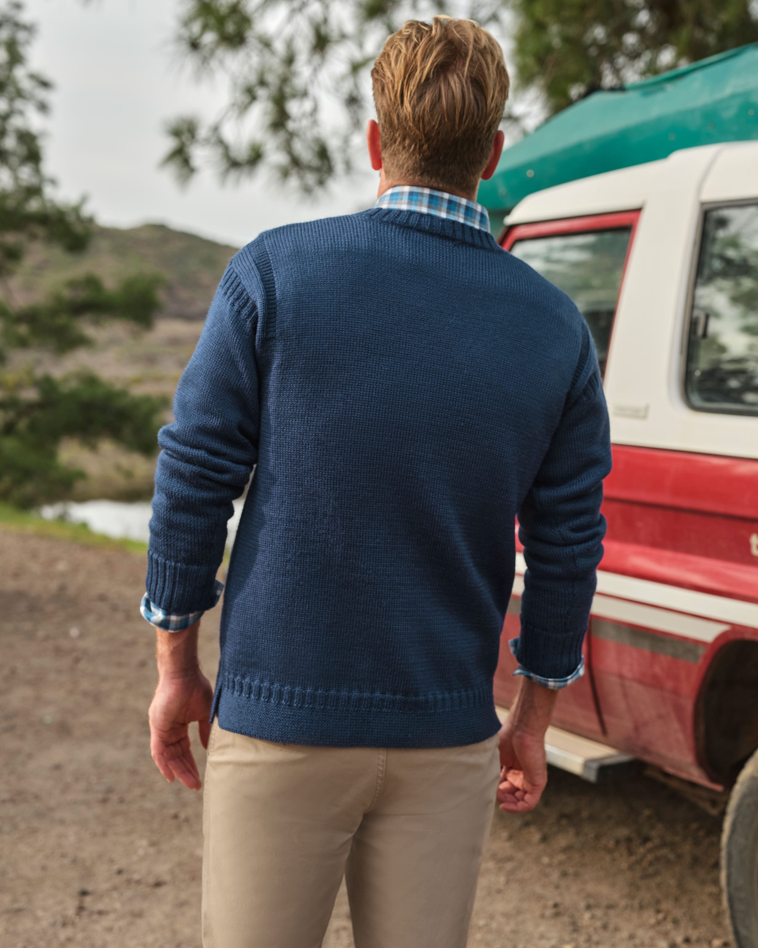 Indigo Marine | Guernsey-Pullover aus reiner Wolle | WoolOvers DE