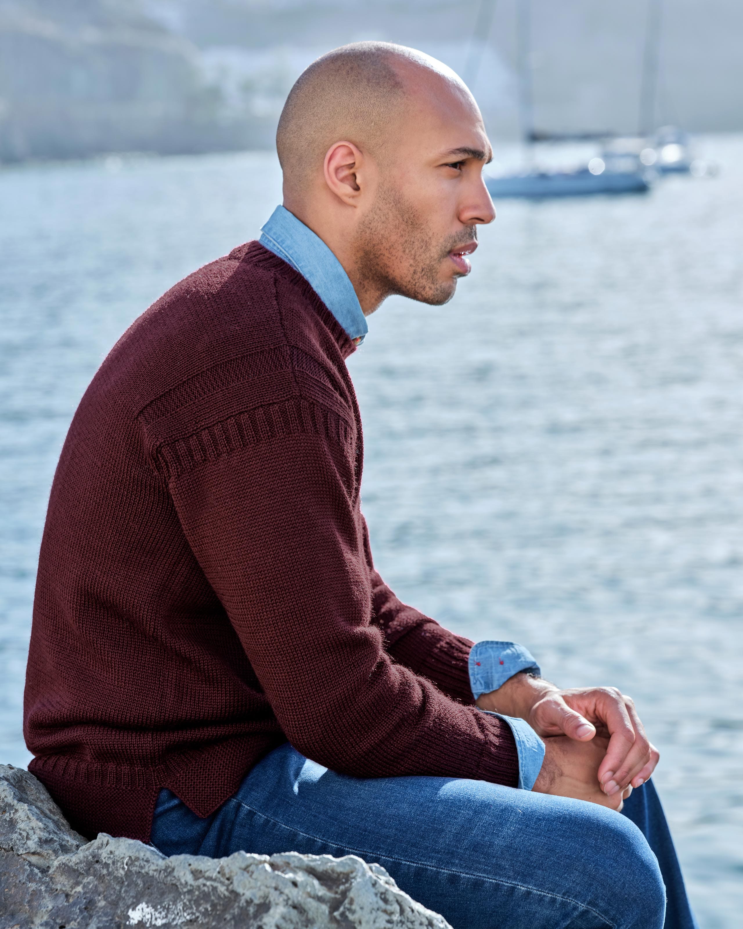 Dark Plum | 100% Pure Wool Knitted Guernsey Jumper | WoolOvers AU