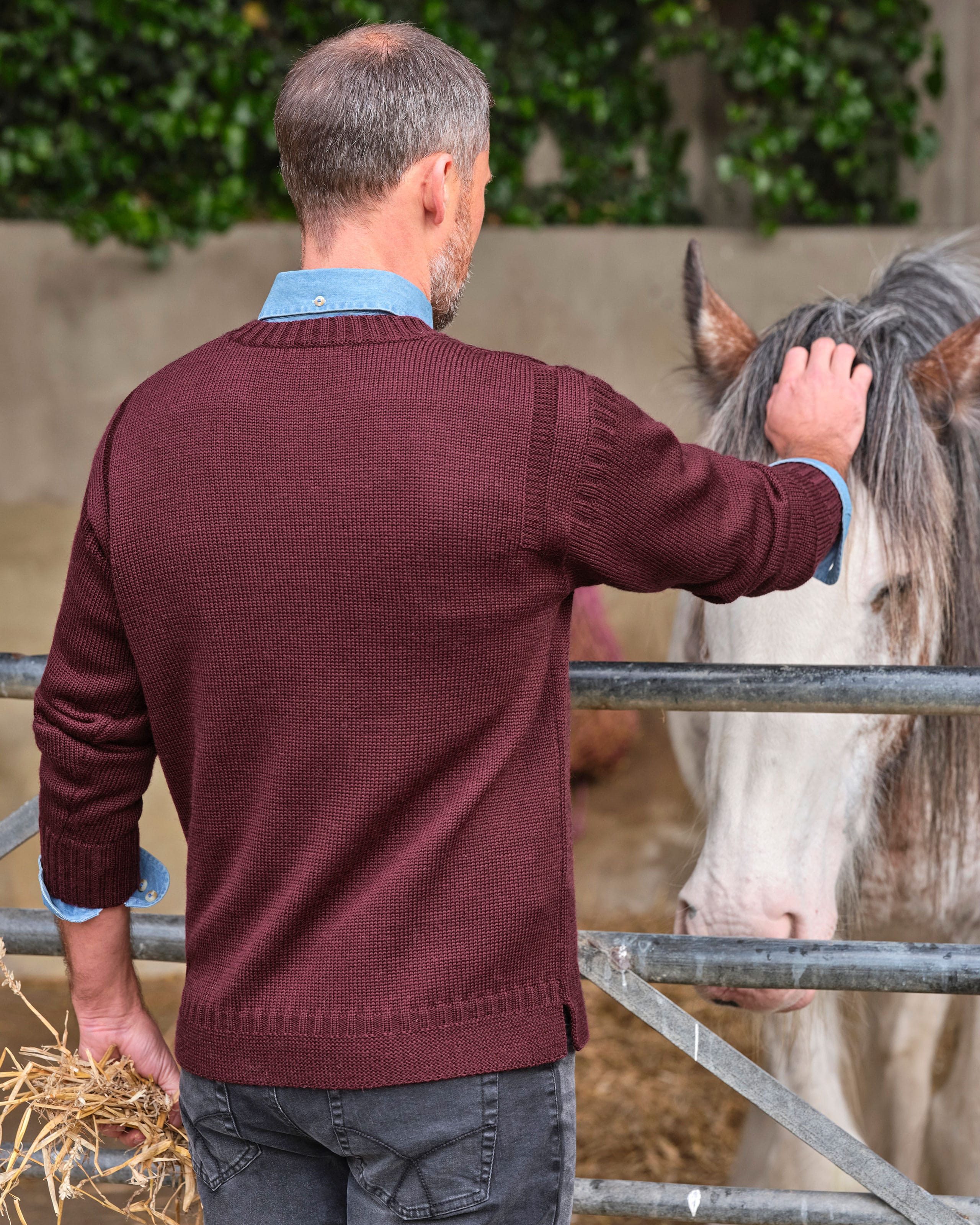 Dark Plum | 100% Pure Wool Knitted Guernsey Jumper | WoolOvers AU