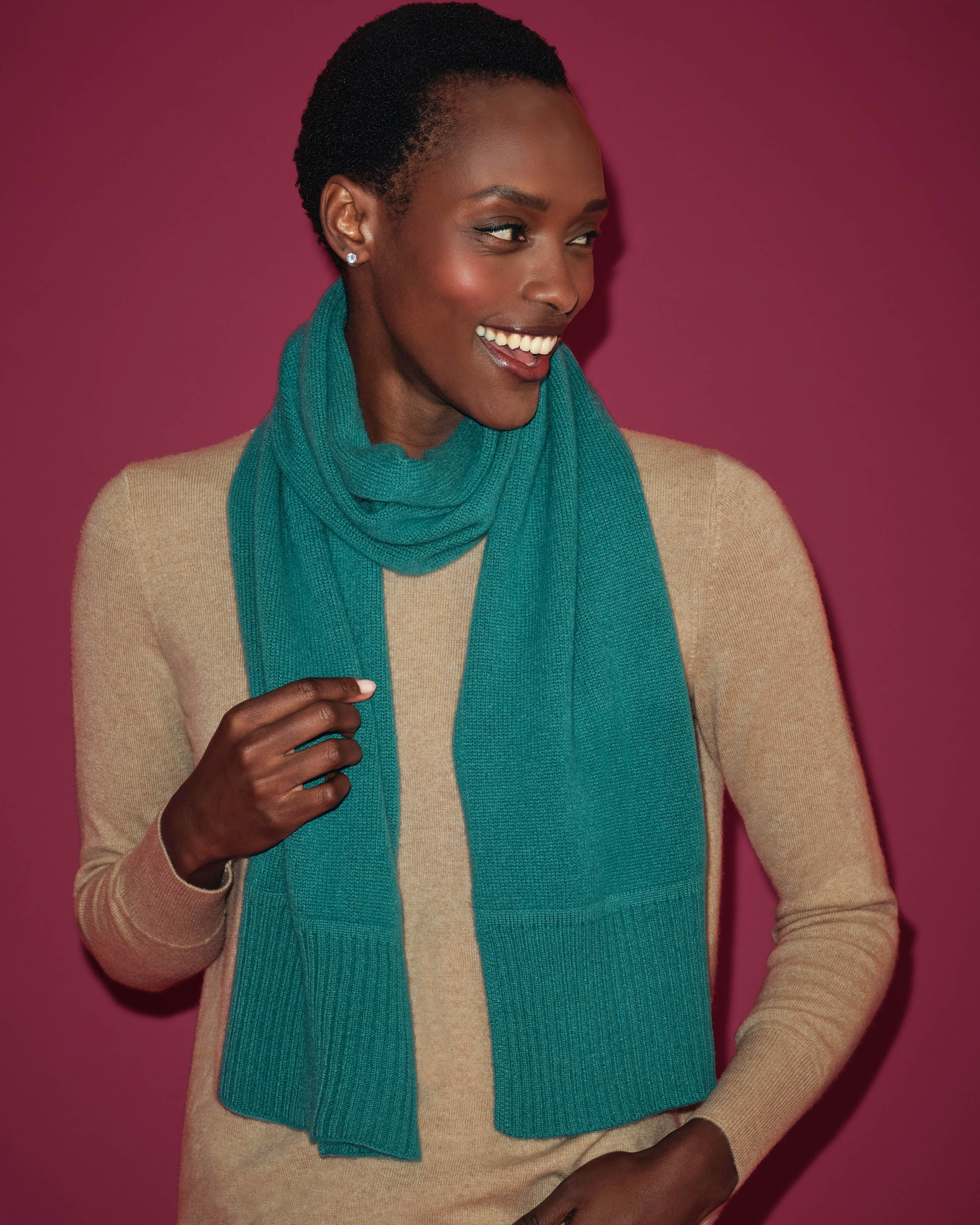 Green | Pure Cashmere Scarf | WoolOvers UK