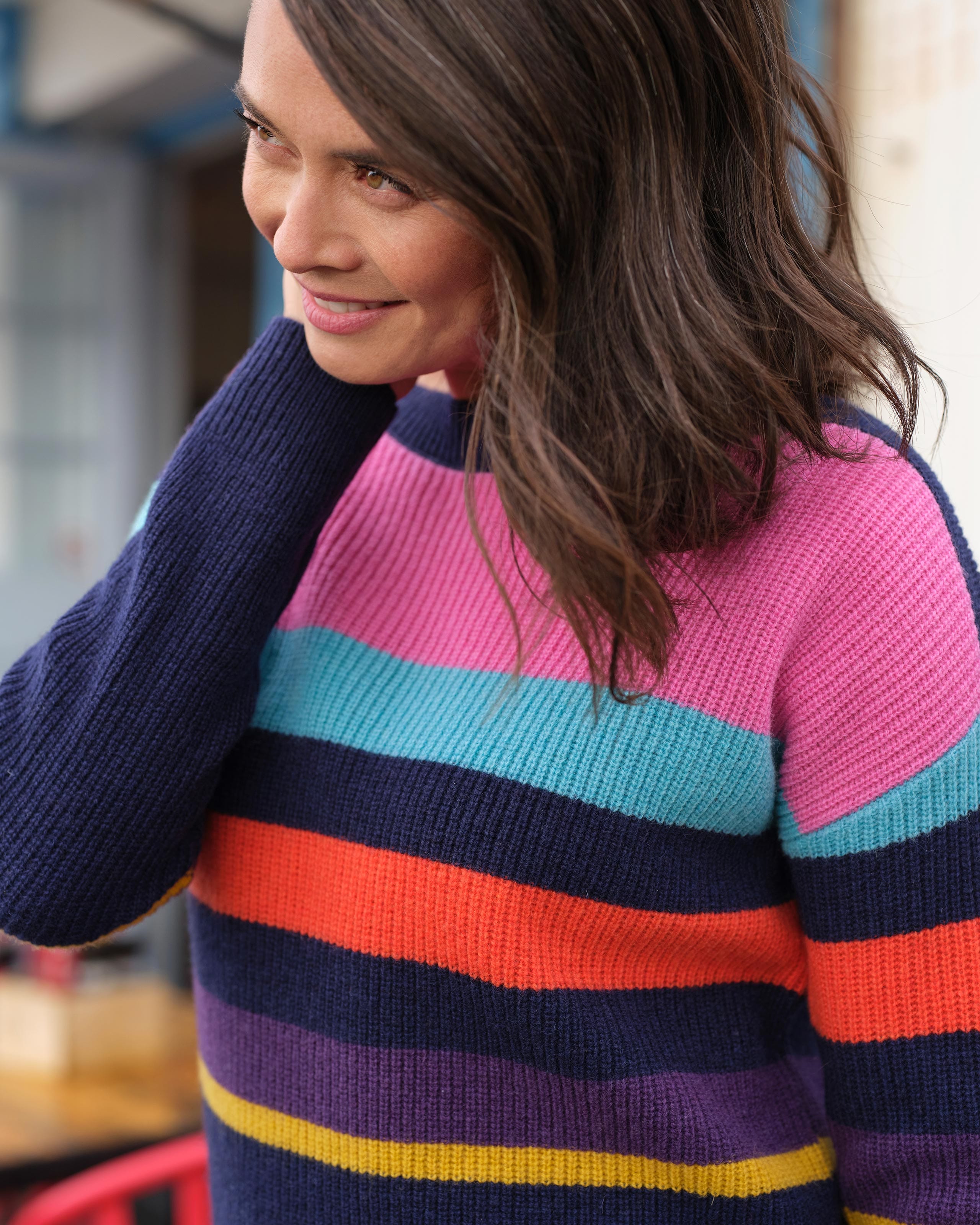 Navy Multi Pure Lambswool | Rainbow Coloured Jumper