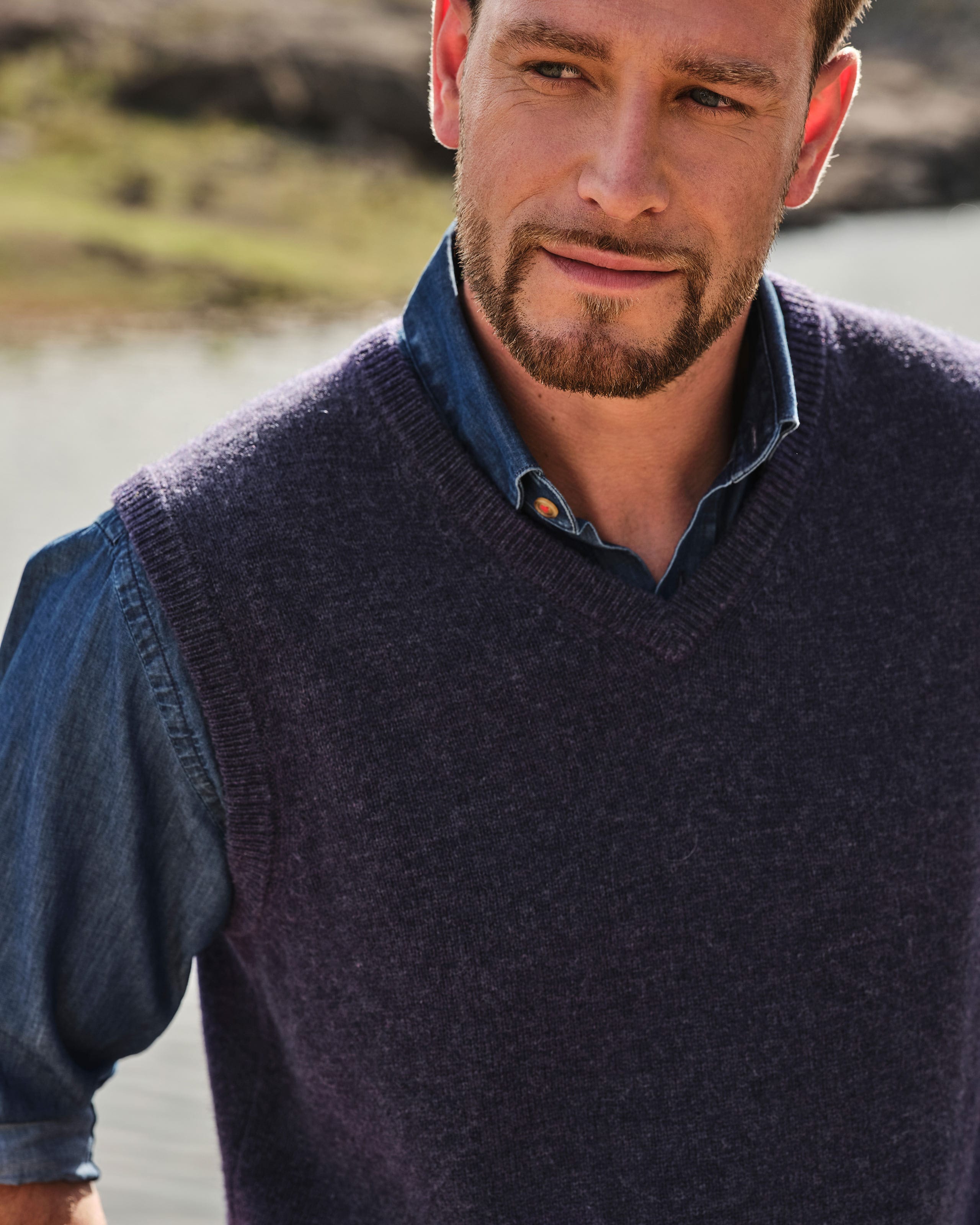 Fig Purple | Mens Classic Lambswool Vest | WoolOvers US