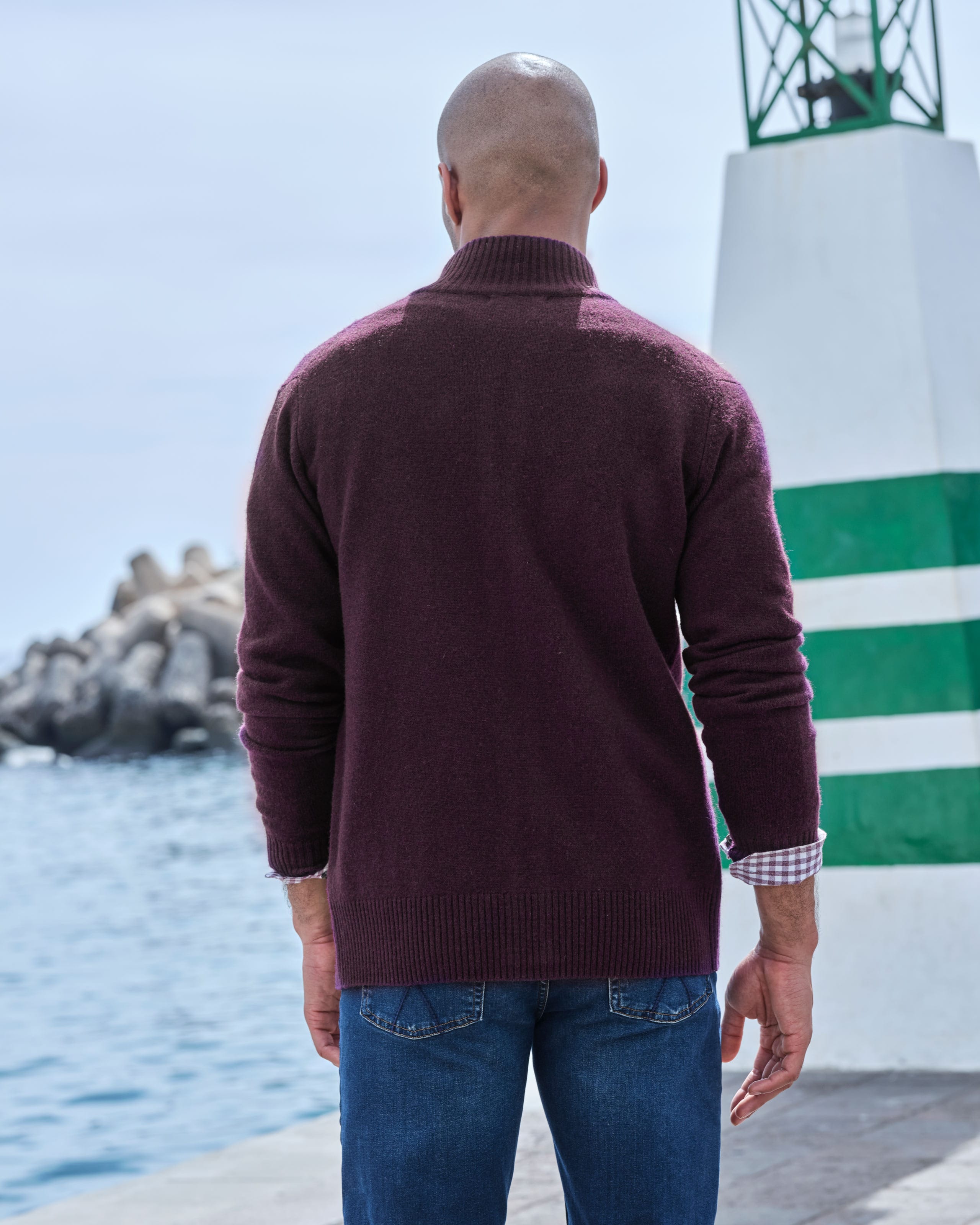 Crushed Berry | Mens Lambswool Lincoln Zipper Cardigan | WoolOvers AU
