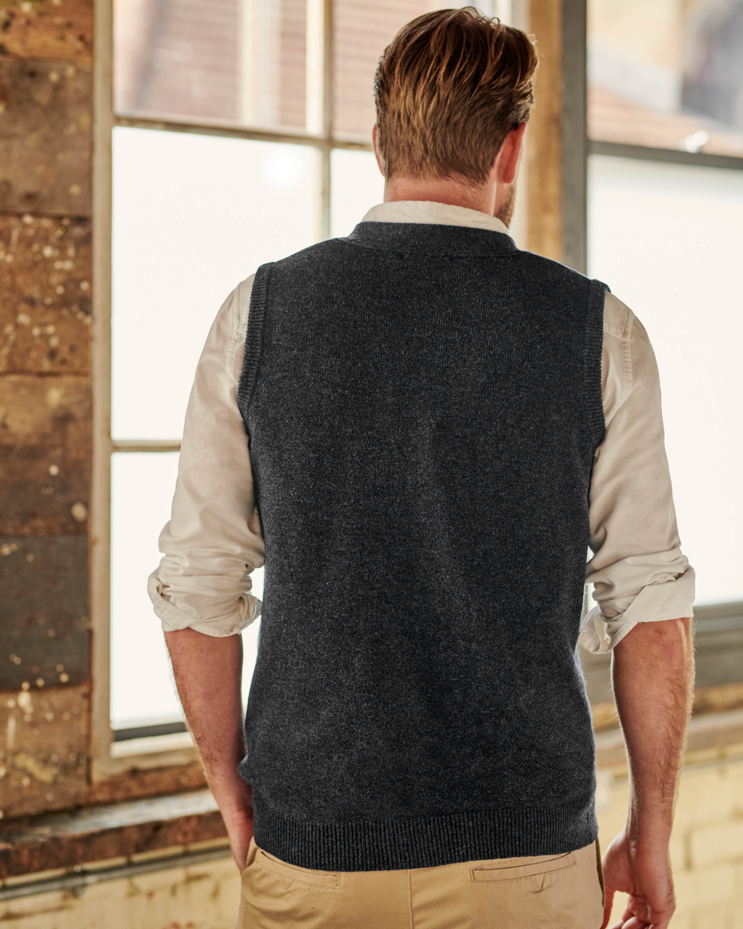 Charcoal | Lambswool Knitted Waistcoat | WoolOvers UK