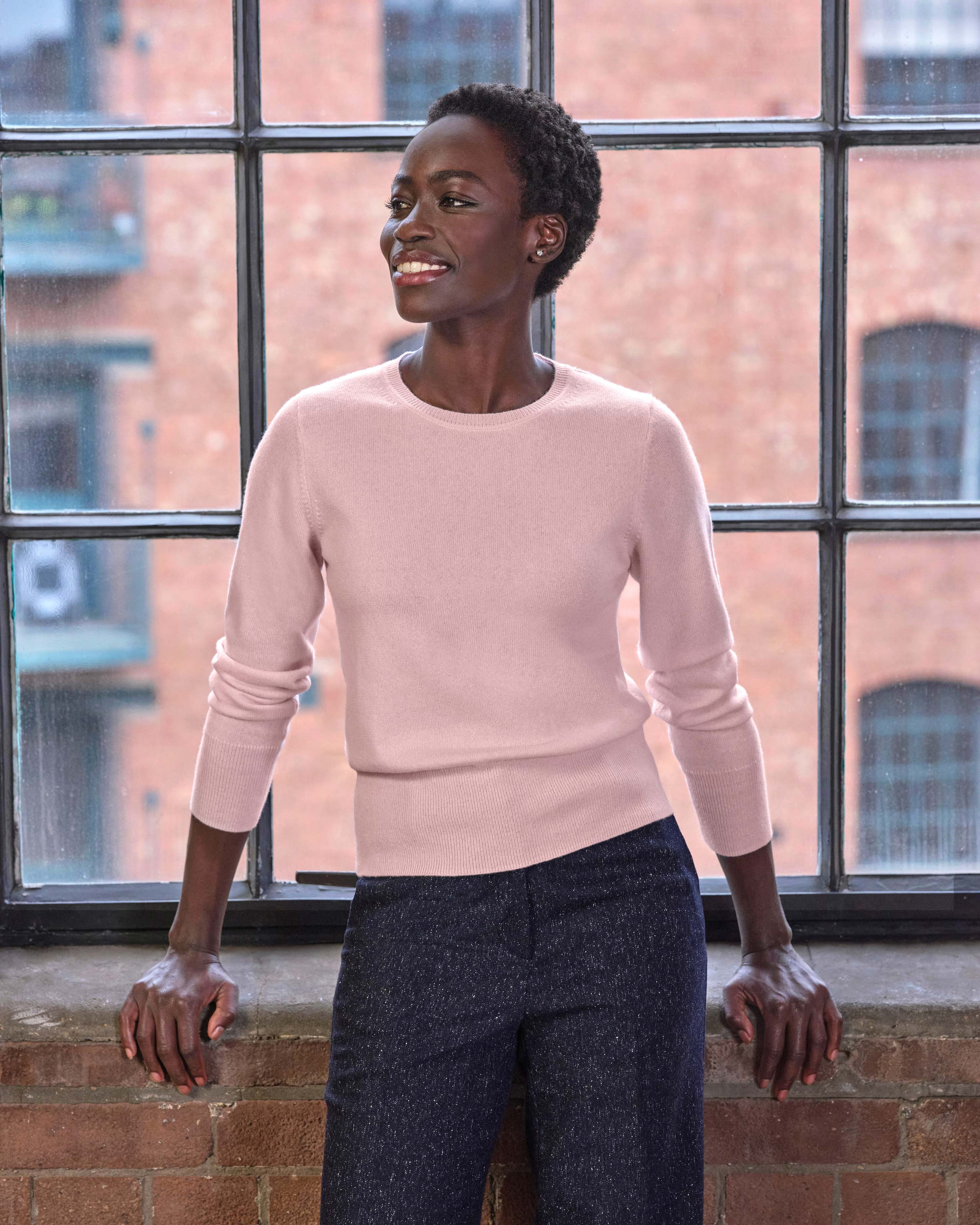 Soft Oyster | Cashmere Cropped Sweater | WoolOvers UK