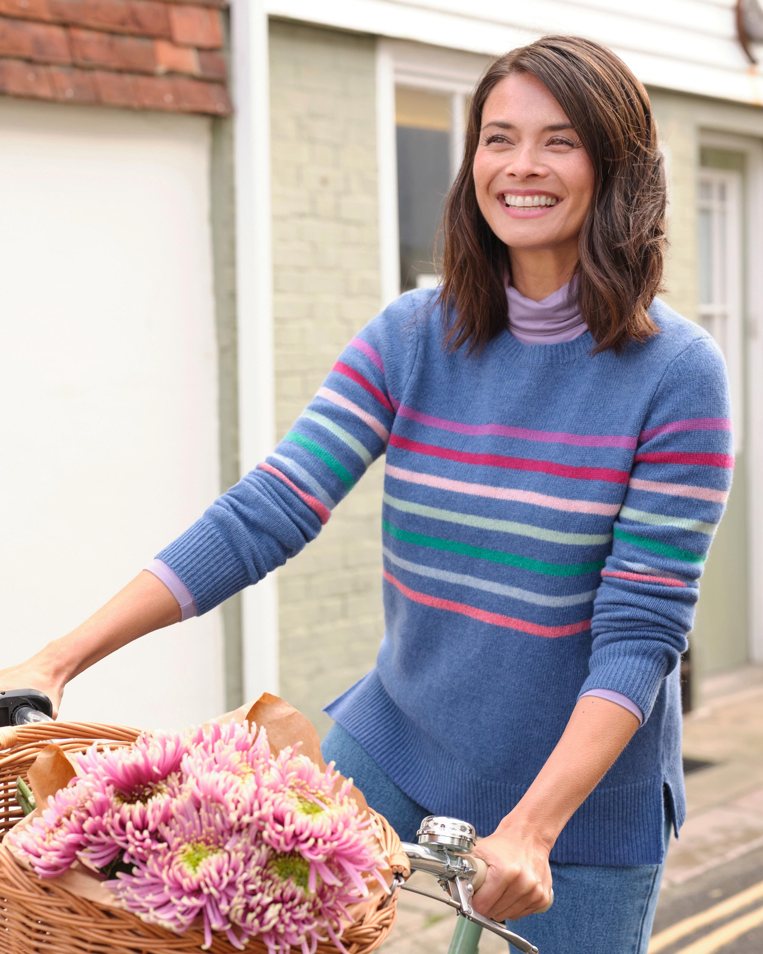 Denim Multi | Multi Colour Stripe Jumper | WoolOvers AU