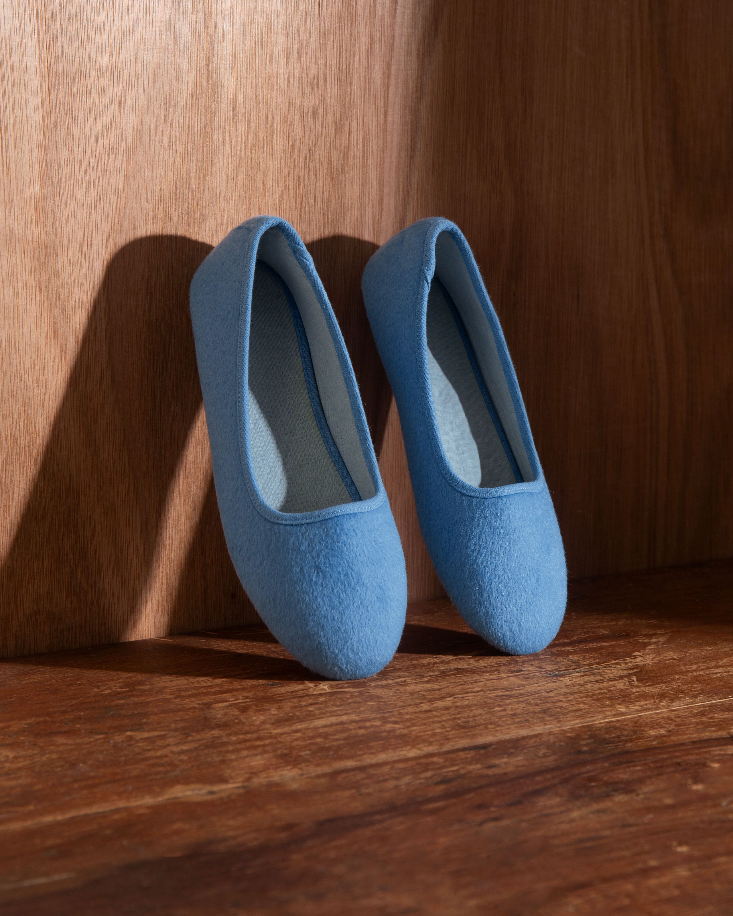 Denim Blue | Womens Felt Ballerina Slipper | WoolOvers AU