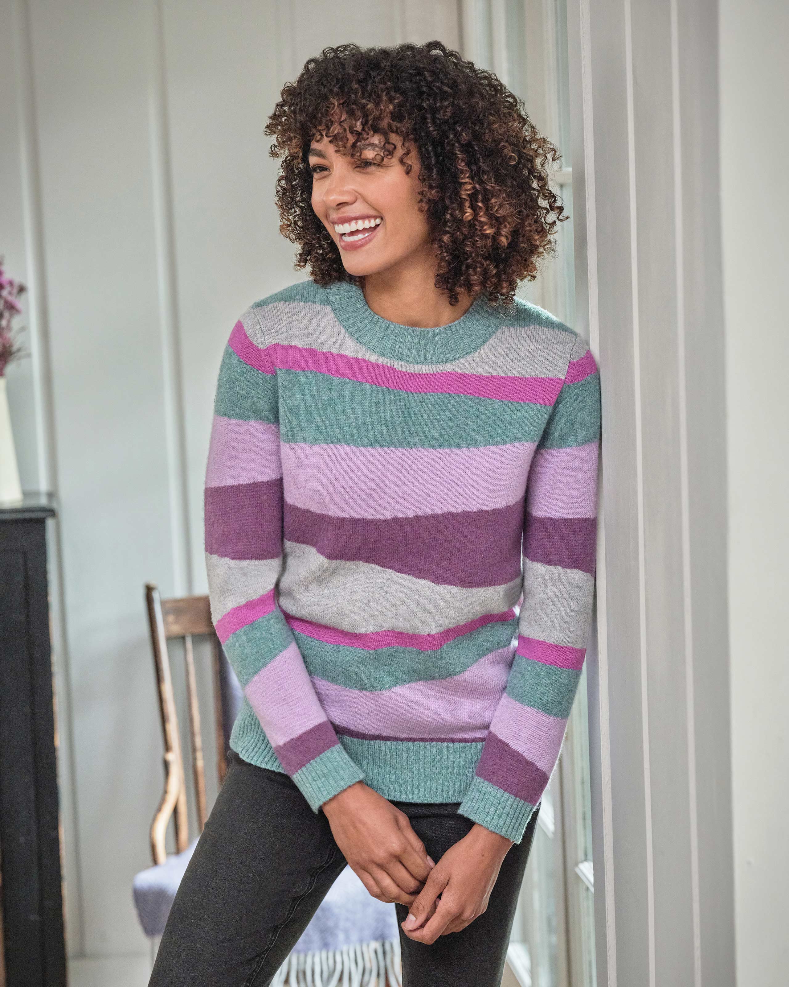 Multi | Wavy Abstract Jumper | WoolOvers UK