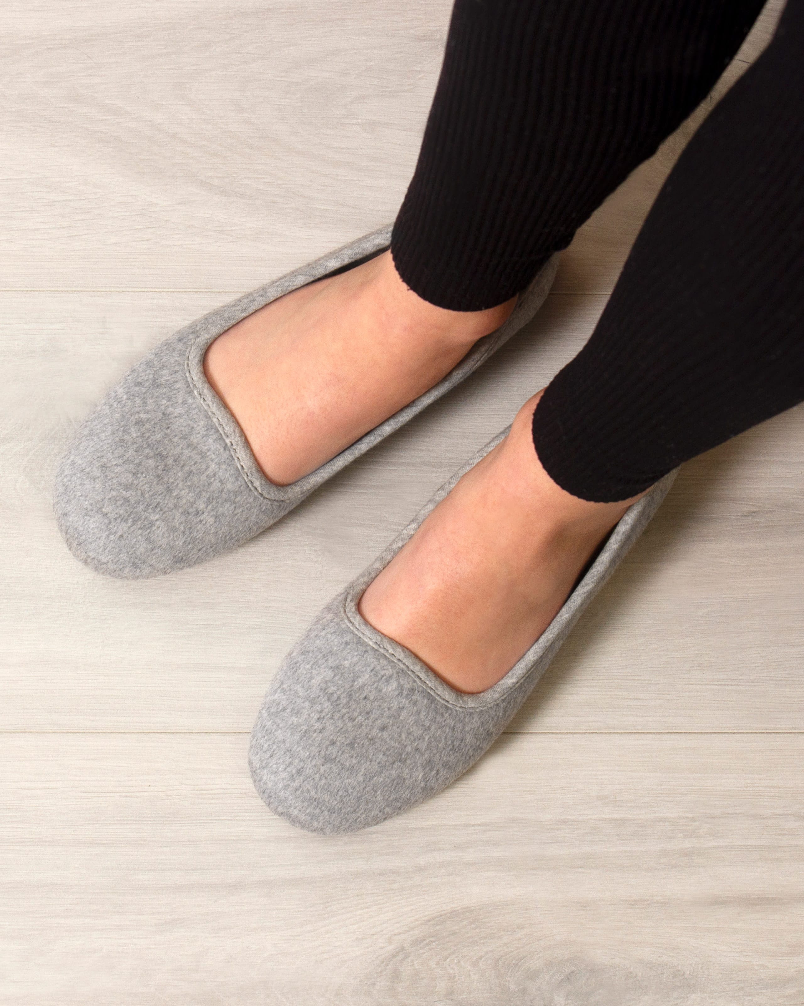 Grey Marl | Womens Felt Ballerina Slipper | WoolOvers US