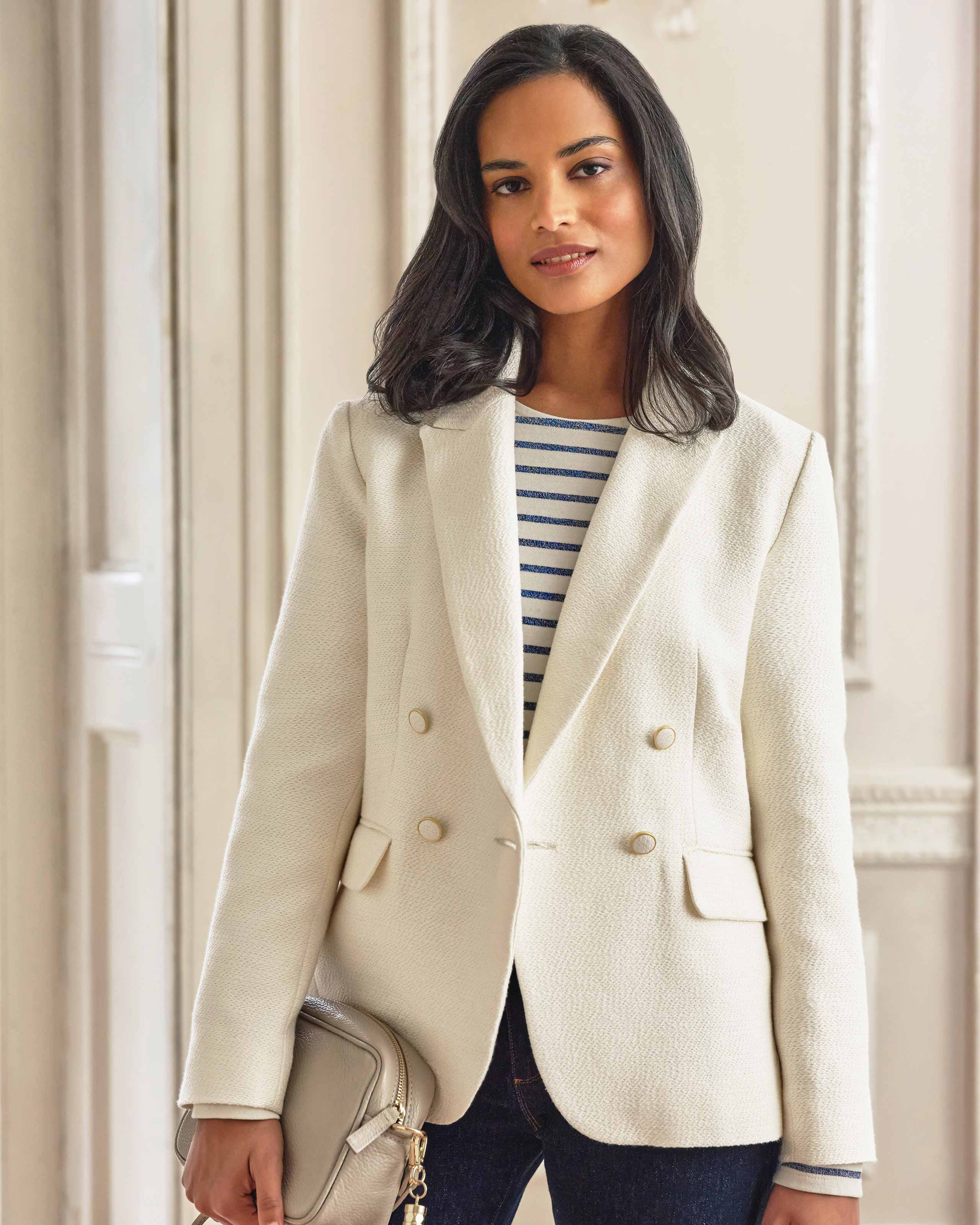 Ivory | Textured Cotton Blazer | WoolOvers US
