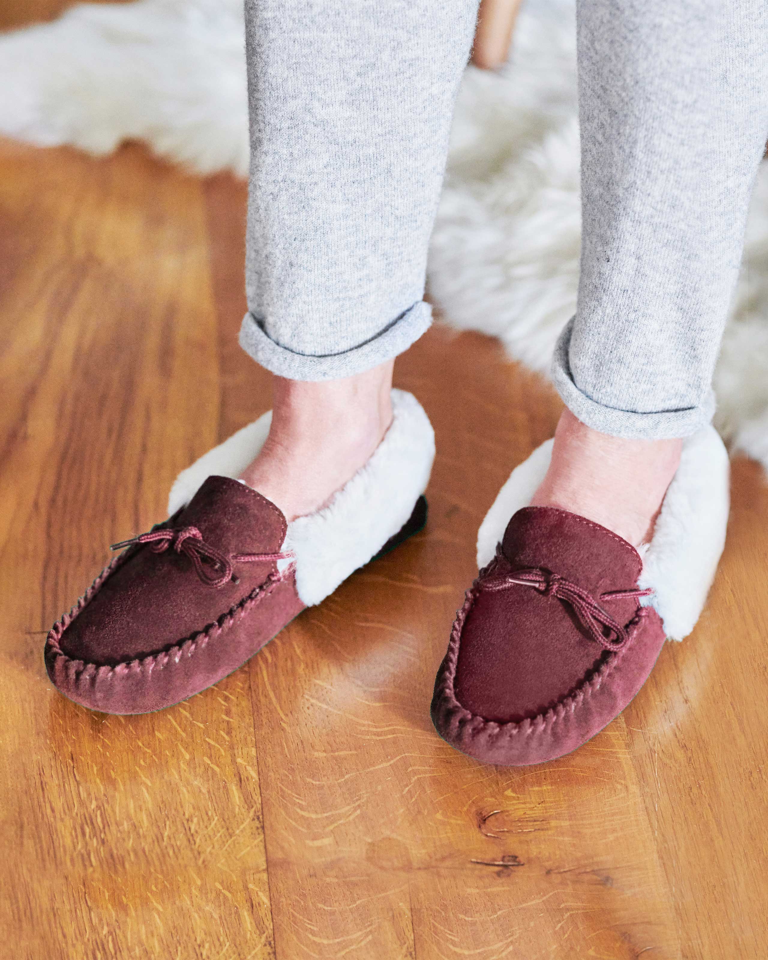 Berry | Sheepskin Moccasin Slipper | WoolOvers UK