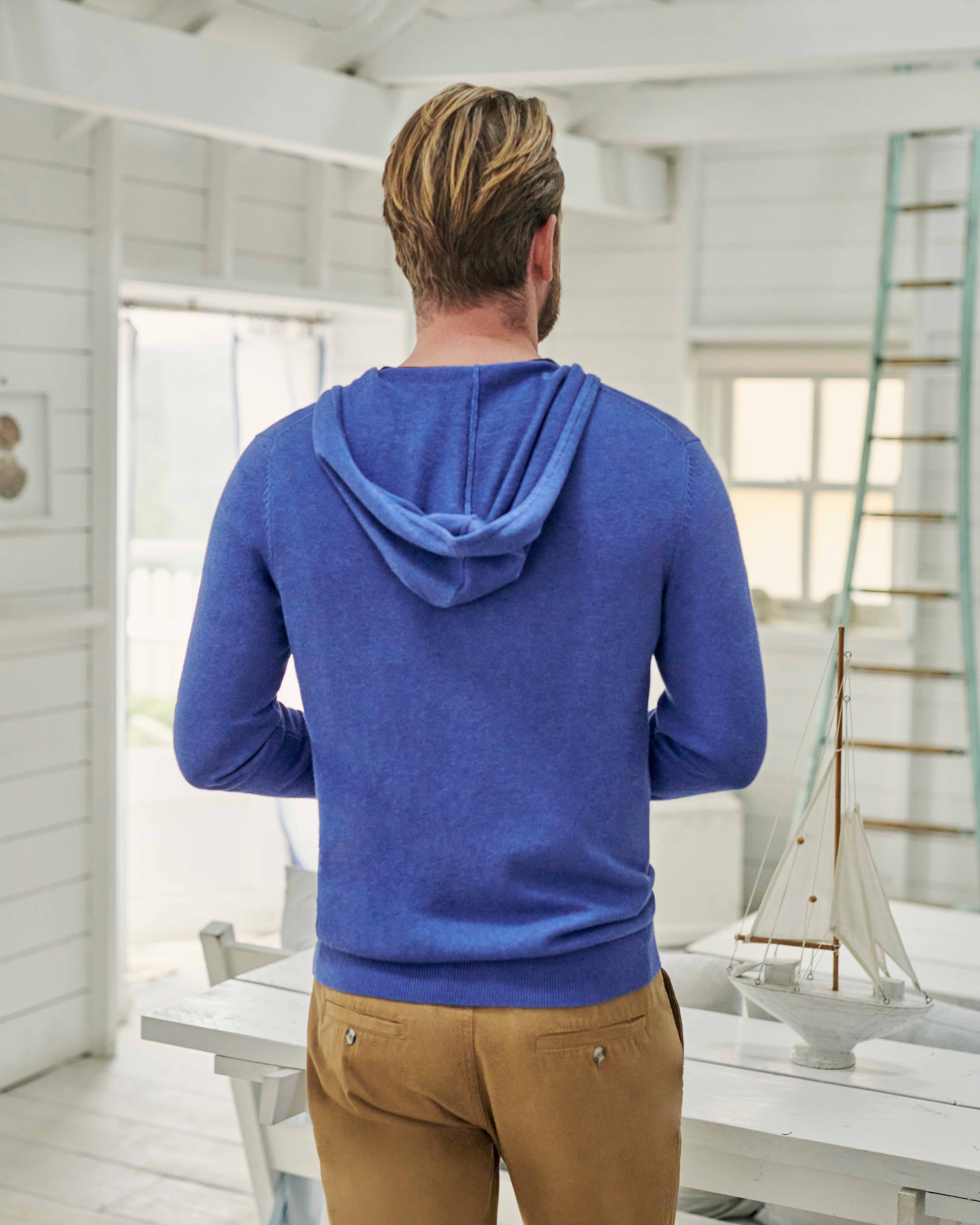 Echo Blue | Organic Cotton Cashmere Mens Hoodie | WoolOvers UK