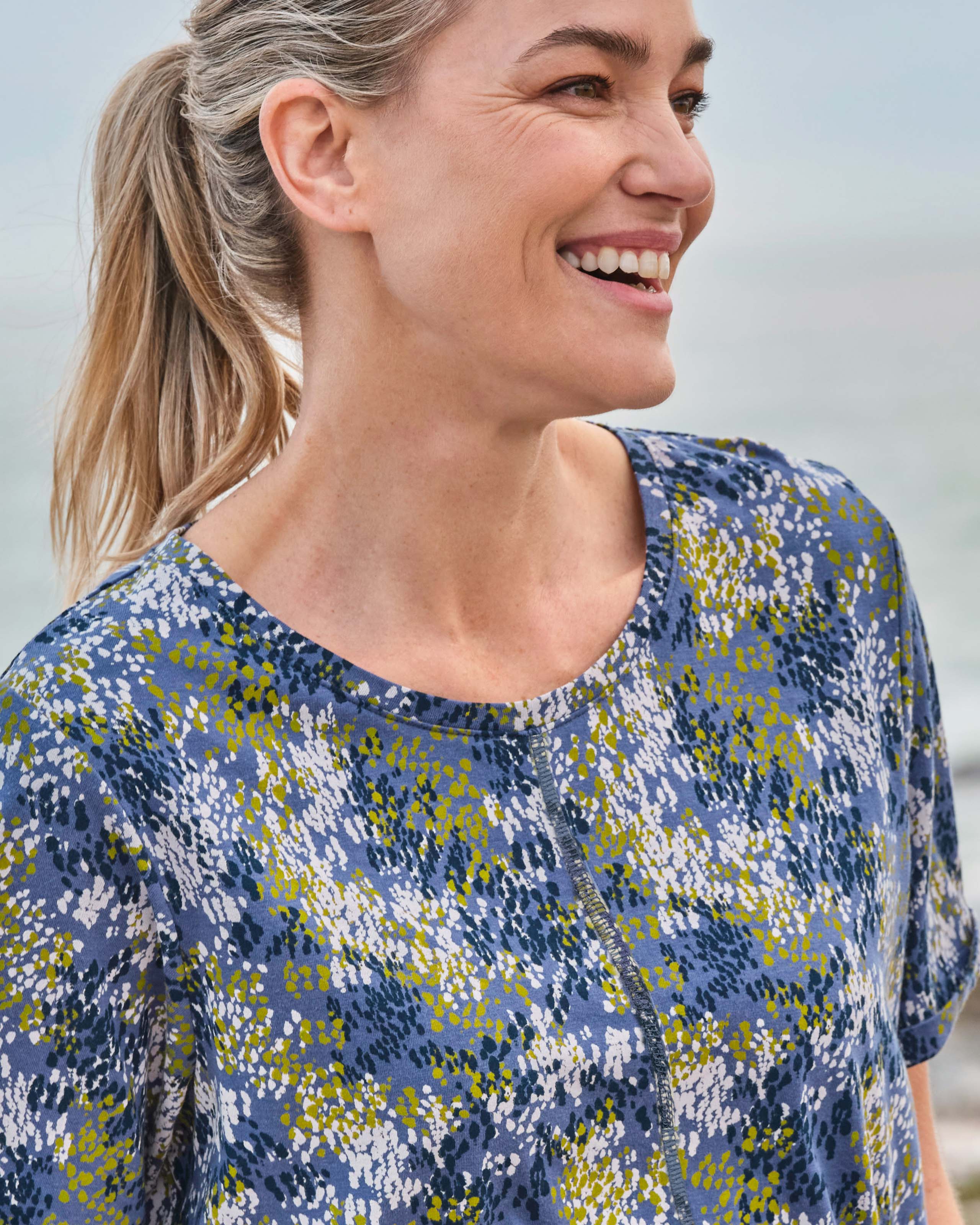 Smudge Print | Scoop Neck Tee | WoolOvers UK