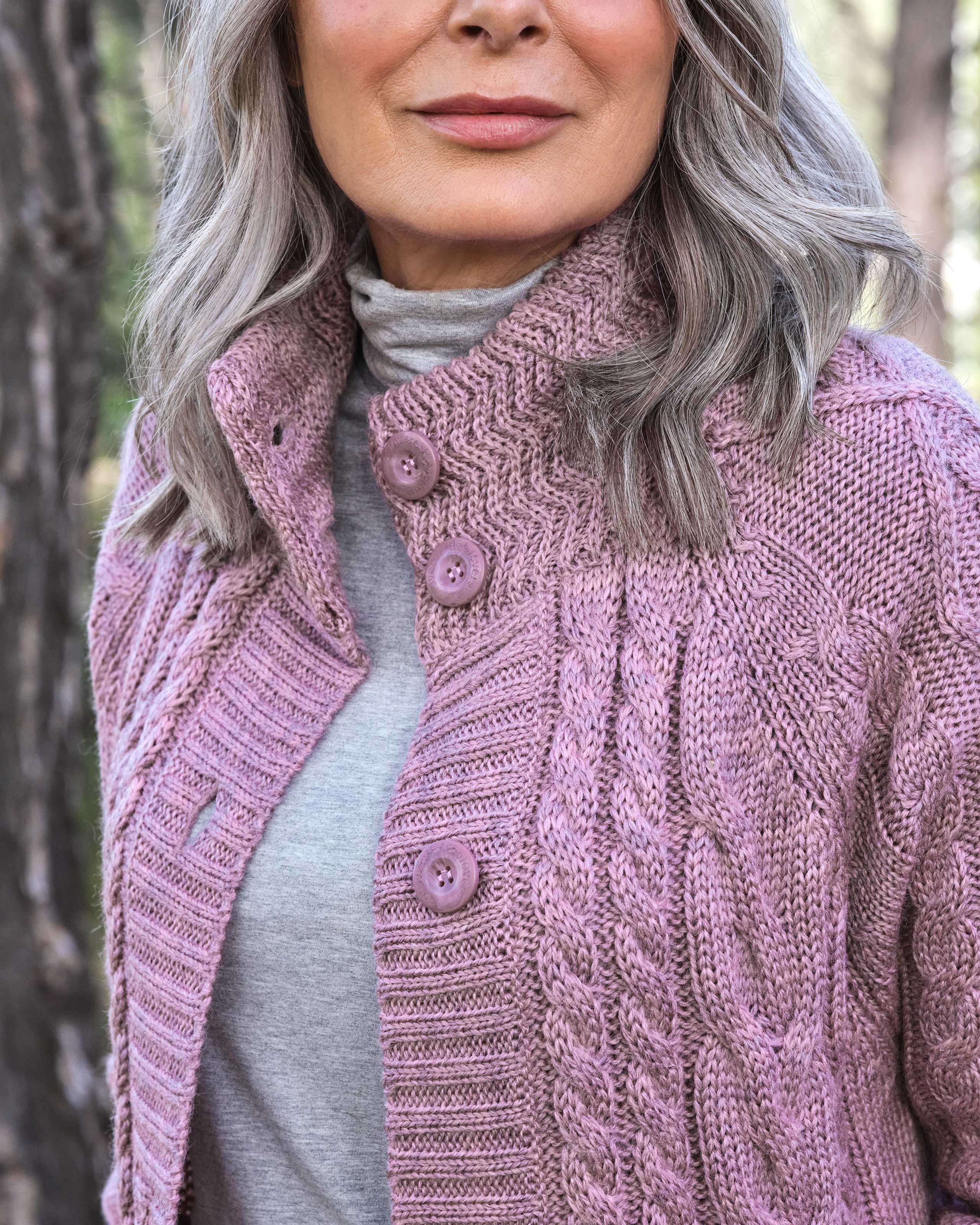 Rose Marl | Pure Wool Aran Coatigan | WoolOvers AU