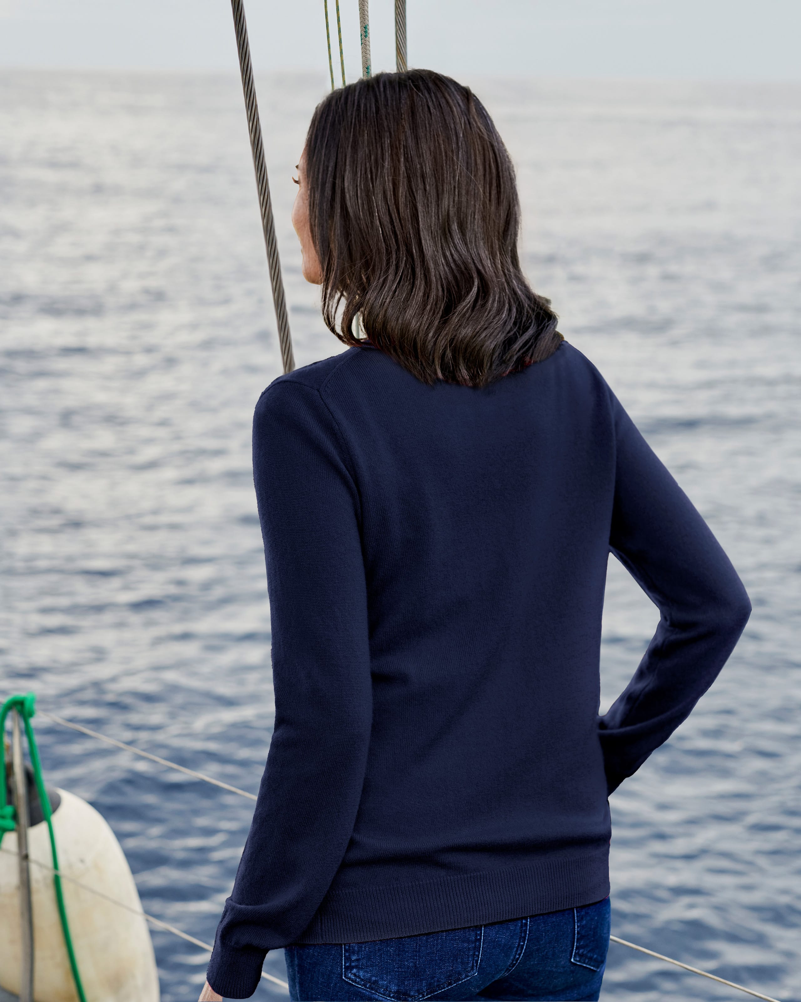 Navy | Cashmere Merino Crew Neck Cardigan | WoolOvers AU