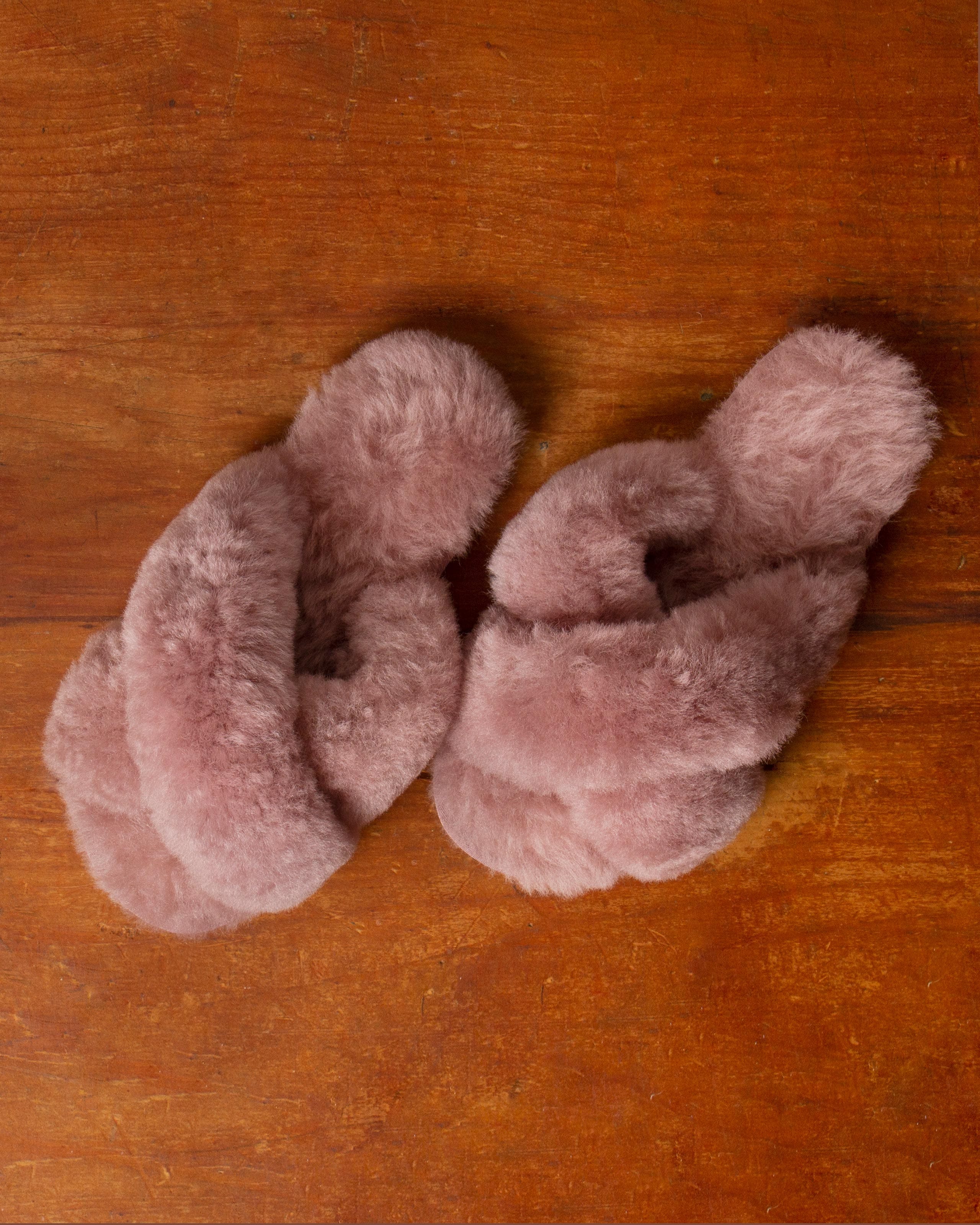 Mink Pink | Crossover Sheepskin Mule Slipper | WoolOvers UK